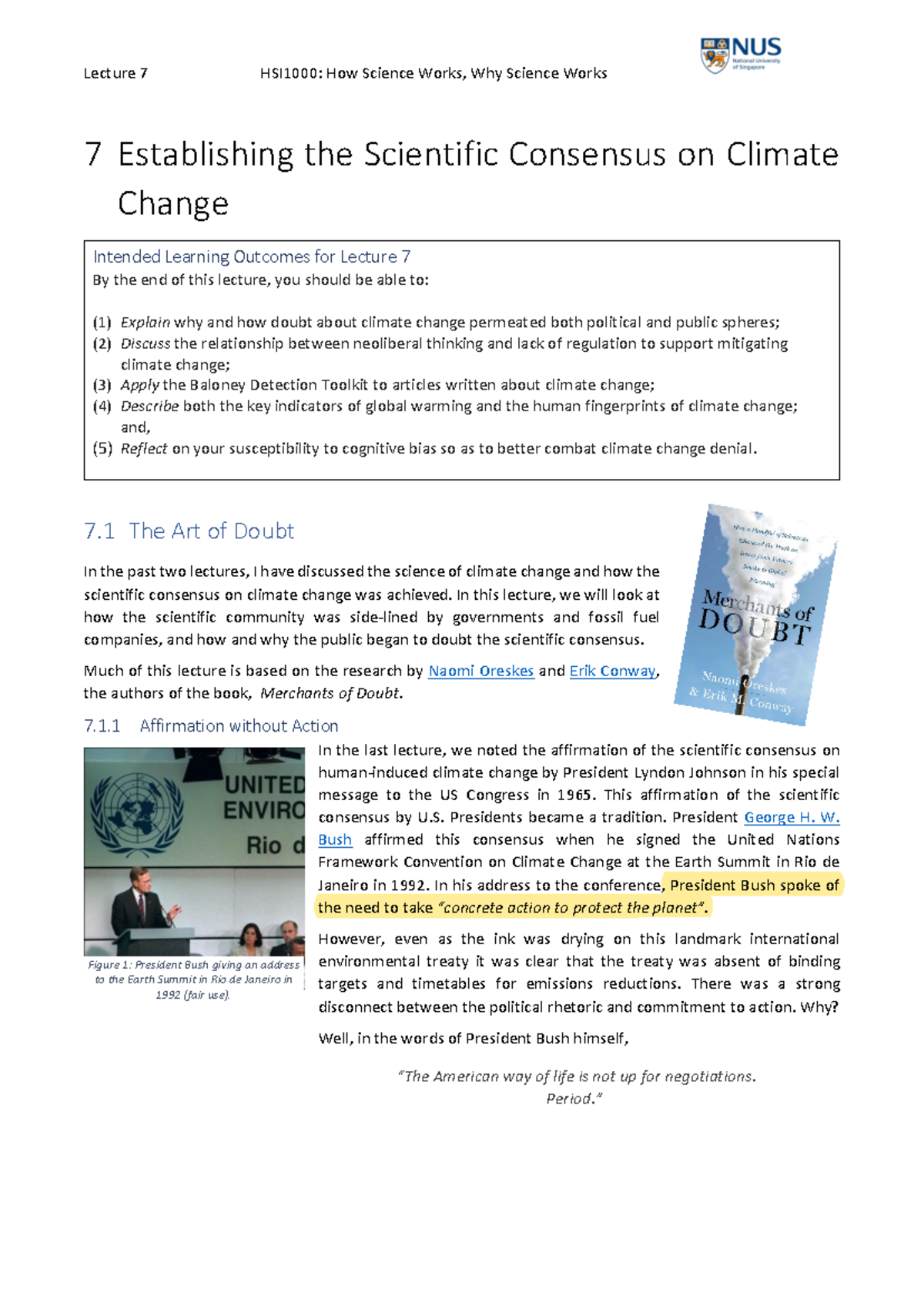 L07 Detailed Notes - 7 Establishing the Scientific Consensus on Climate ...