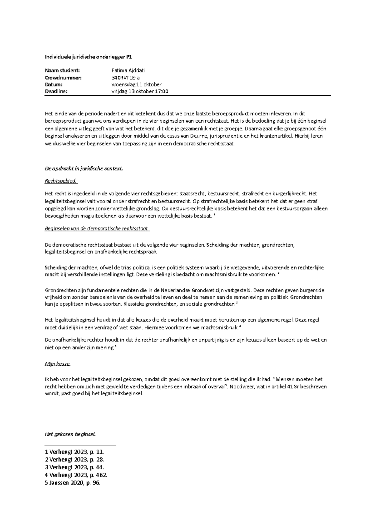 Definitieve Jur On - BP P1 - Individuele juridische onderlegger P Naam ...