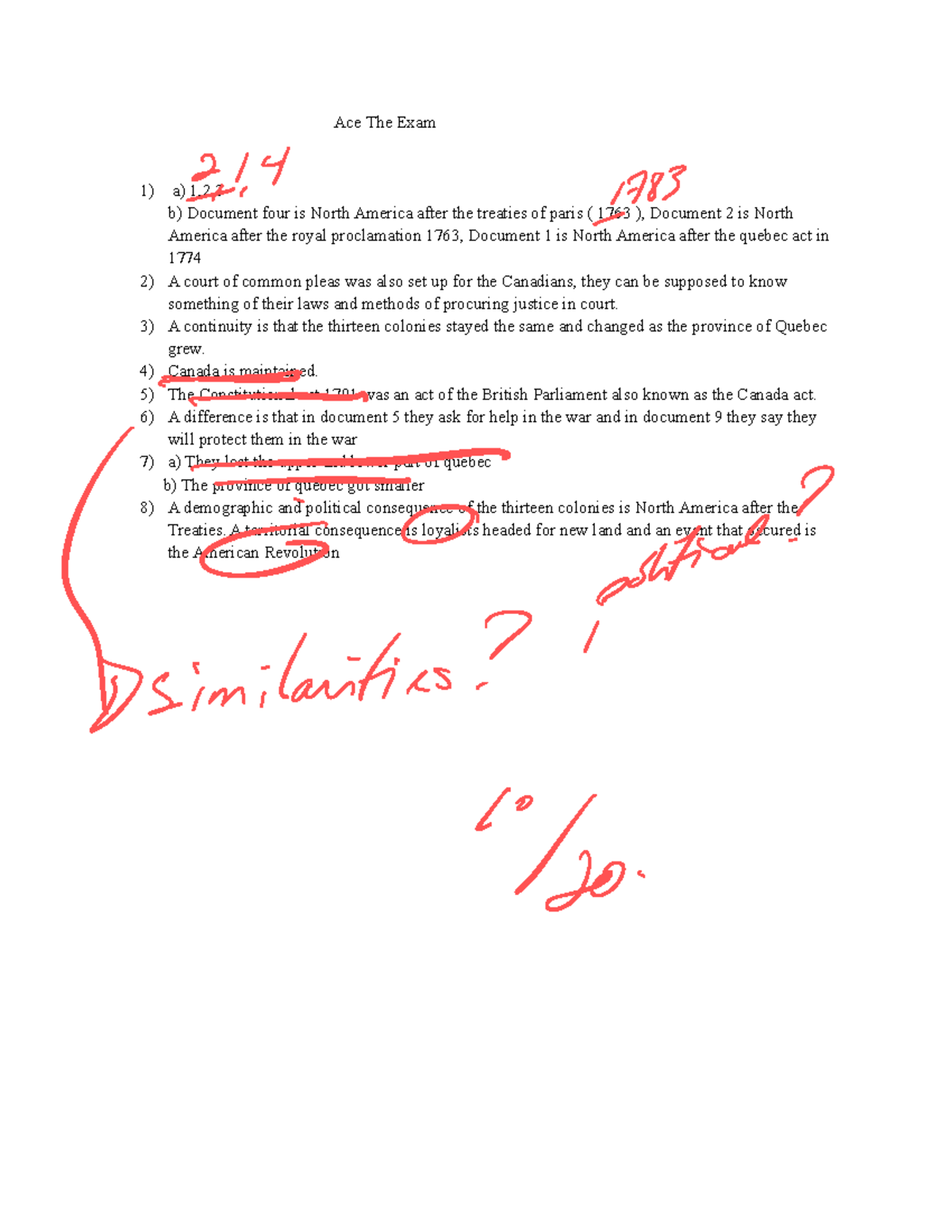 Edited - Ace The Exam - To help pass your exam - Ace The Exam a) 1,2, b ...