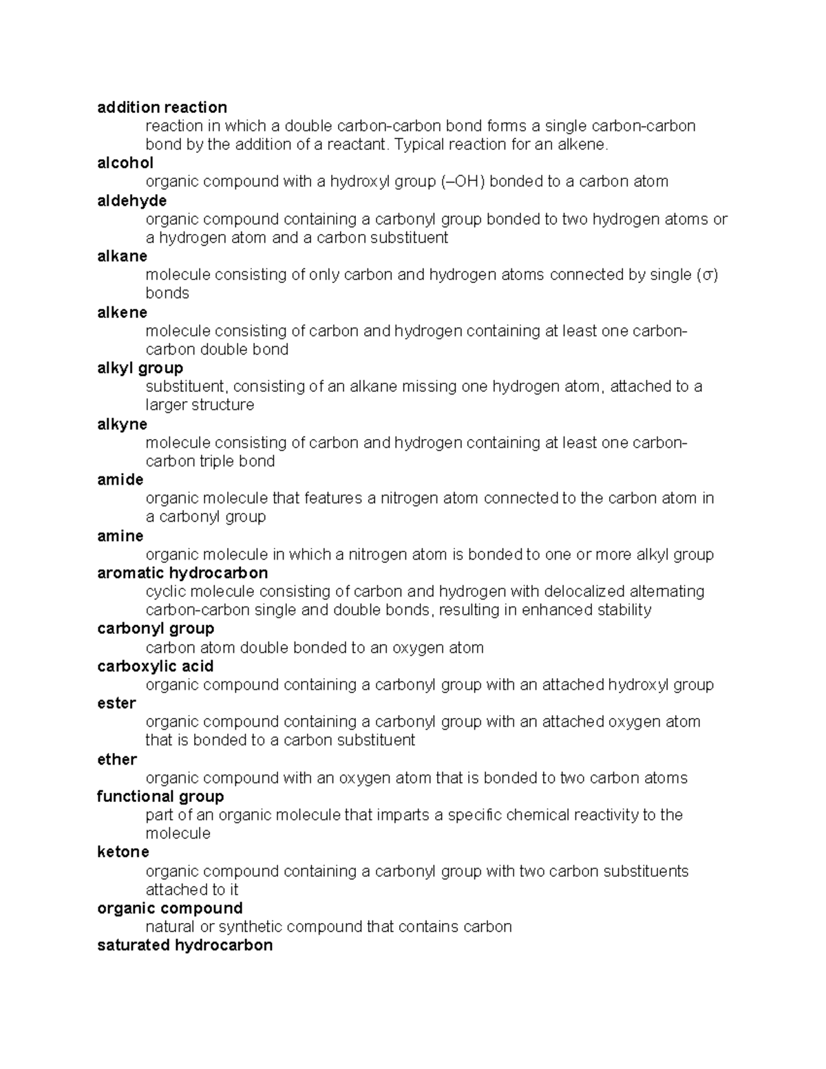 Terms used in organic chemistry - addition reaction reaction in which a ...