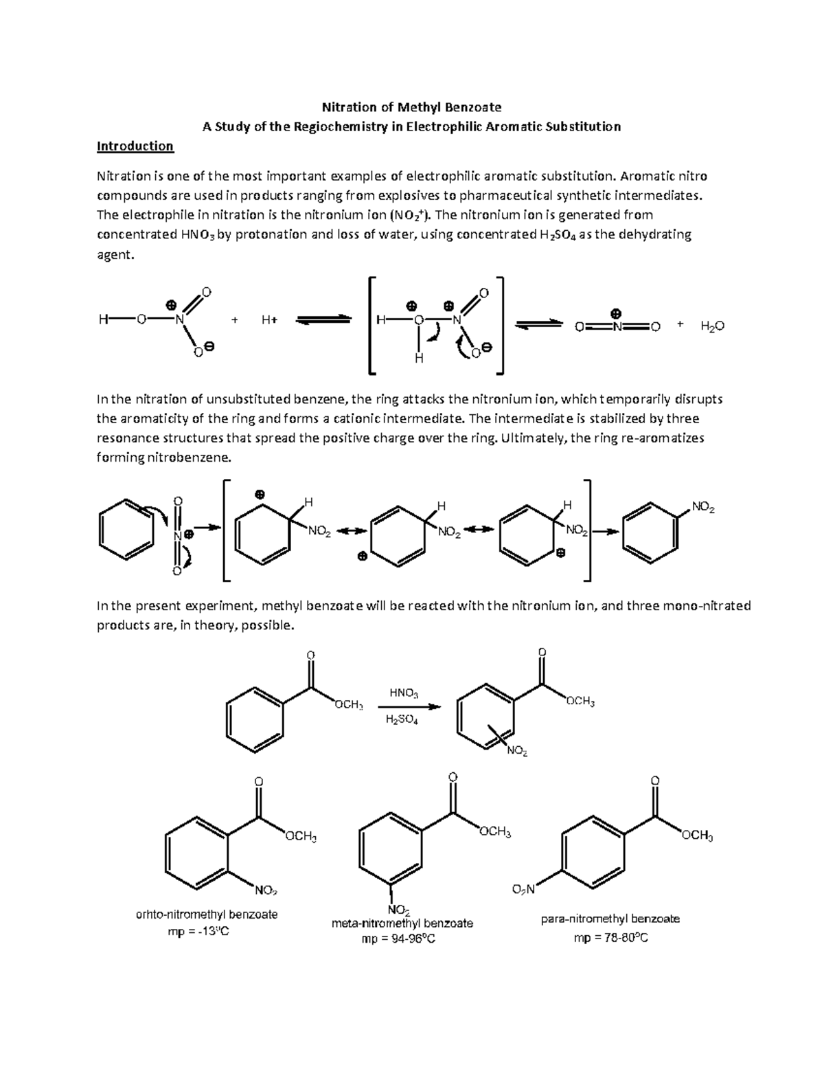 Nitration of Methyl Benzoate - Aromatic nitro compounds are used in ...