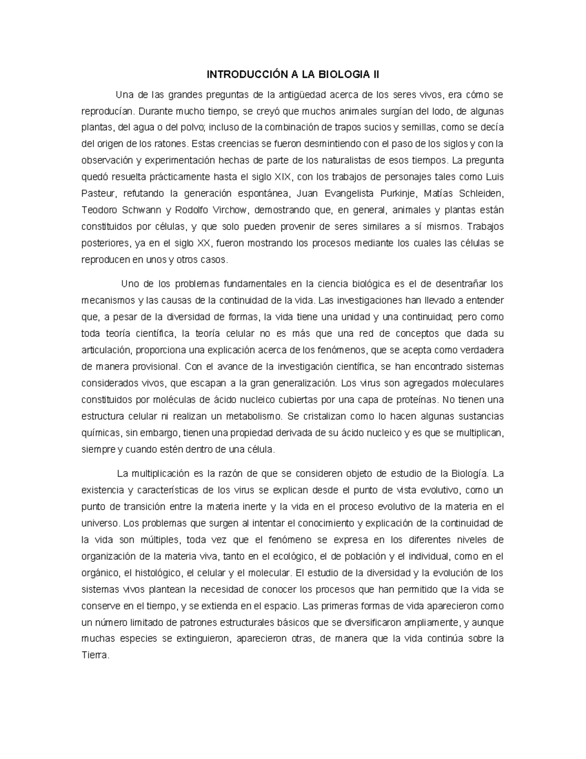 IntroduccióN A LA Biologia II - INTRODUCCIÓN A LA BIOLOGIA II Una de las grandes preguntas de la ...