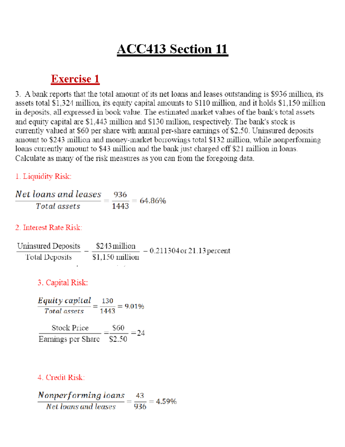 Acc413 section 11 - ffsssssss - fundamentals of vehicle dynamics - ACC413 Section Exercise ...