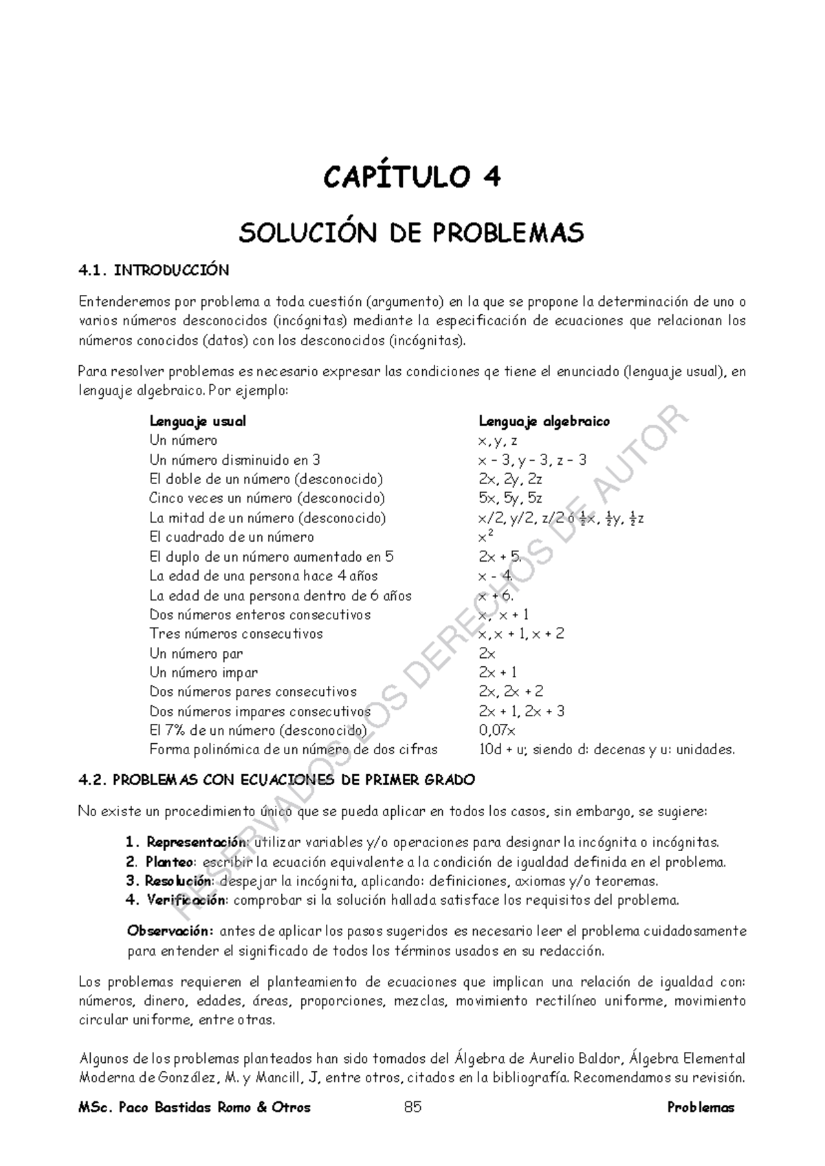 CAP 4 E. Problemas 2 unlocked - CAPÍTULO 4 SOLUCIÓN DE PROBLEMAS 4 .1. INTRODUCCIÓN Entenderemos ...