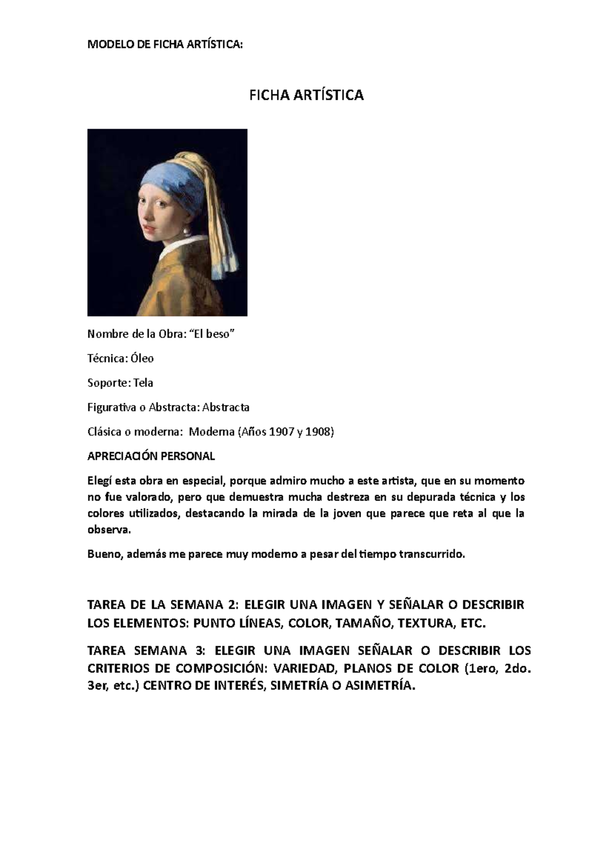 Modelo DE Ficha Artística 1 - FICHA ARTÍSTICA Nombre de la Obra: “El ...