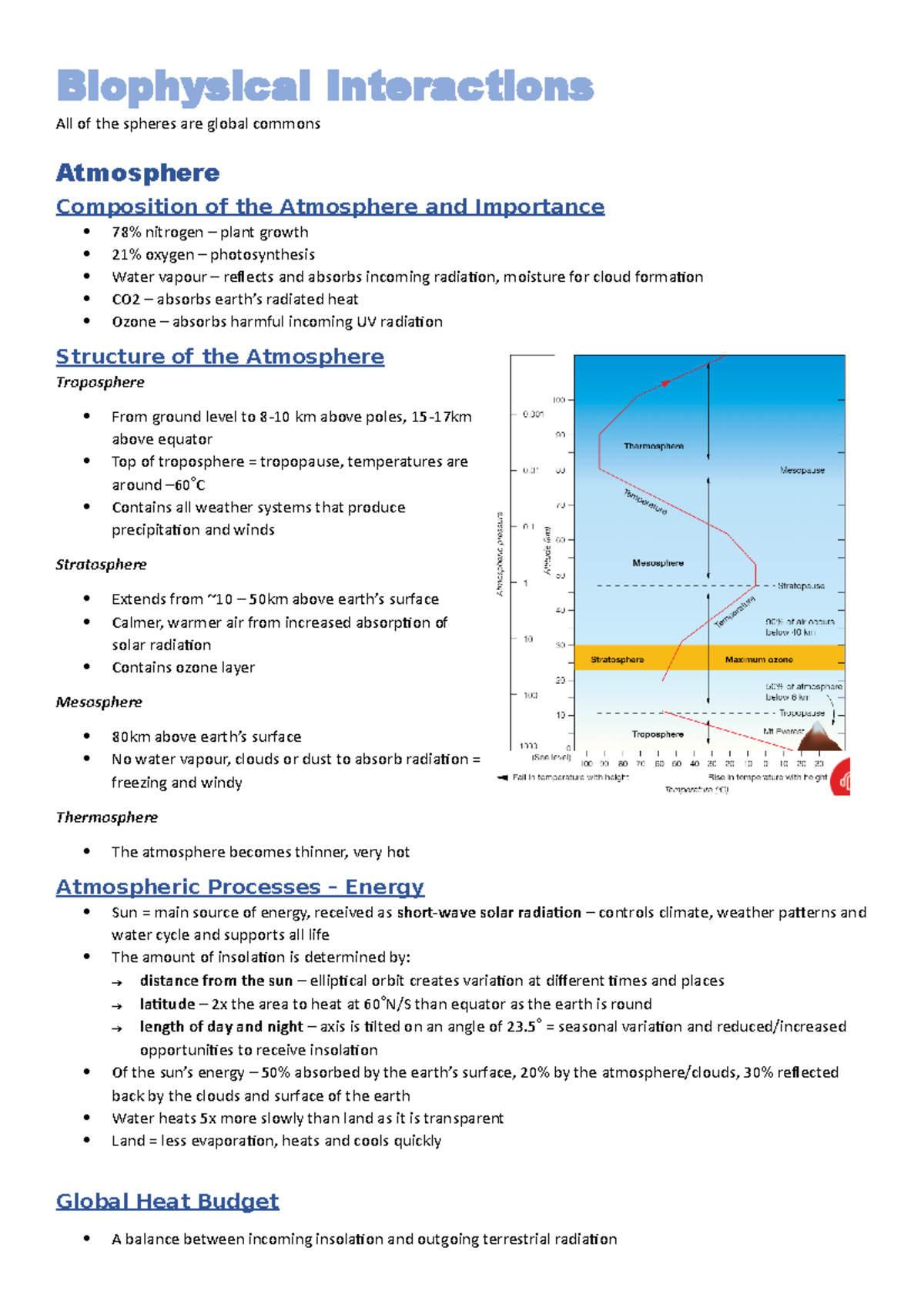 Biophysical Interactions - The atmosphere is heated by earth’s surface ...