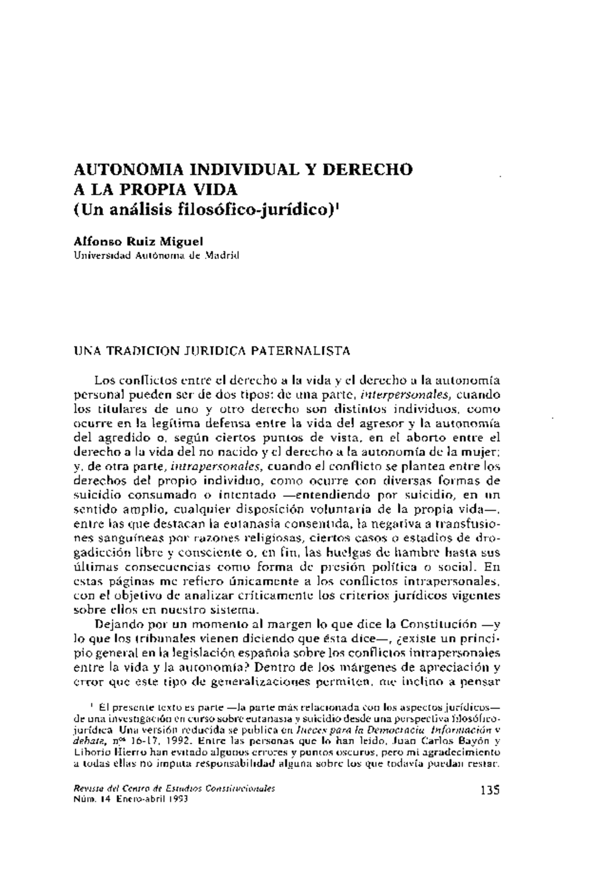 Autonomía Individual Y Derecho A La Propia Vida Un Analisis-10511 ...