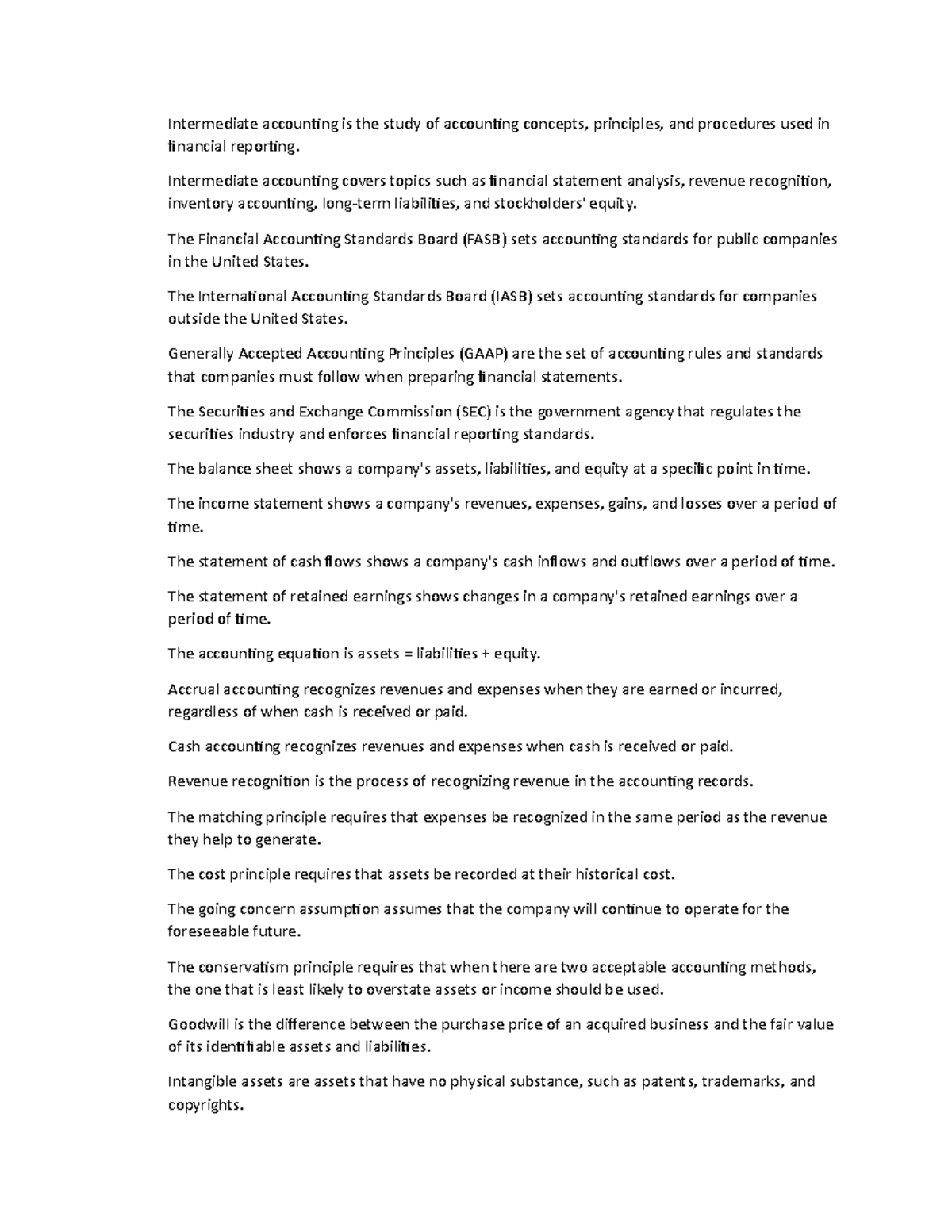 Intermediate Accounting - Intermediate accounting covers topics such as ...