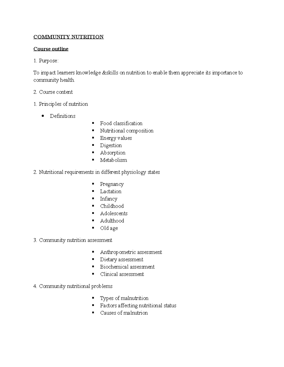 Community Nutrition complete module - COMMUNITY NUTRITION Course ...