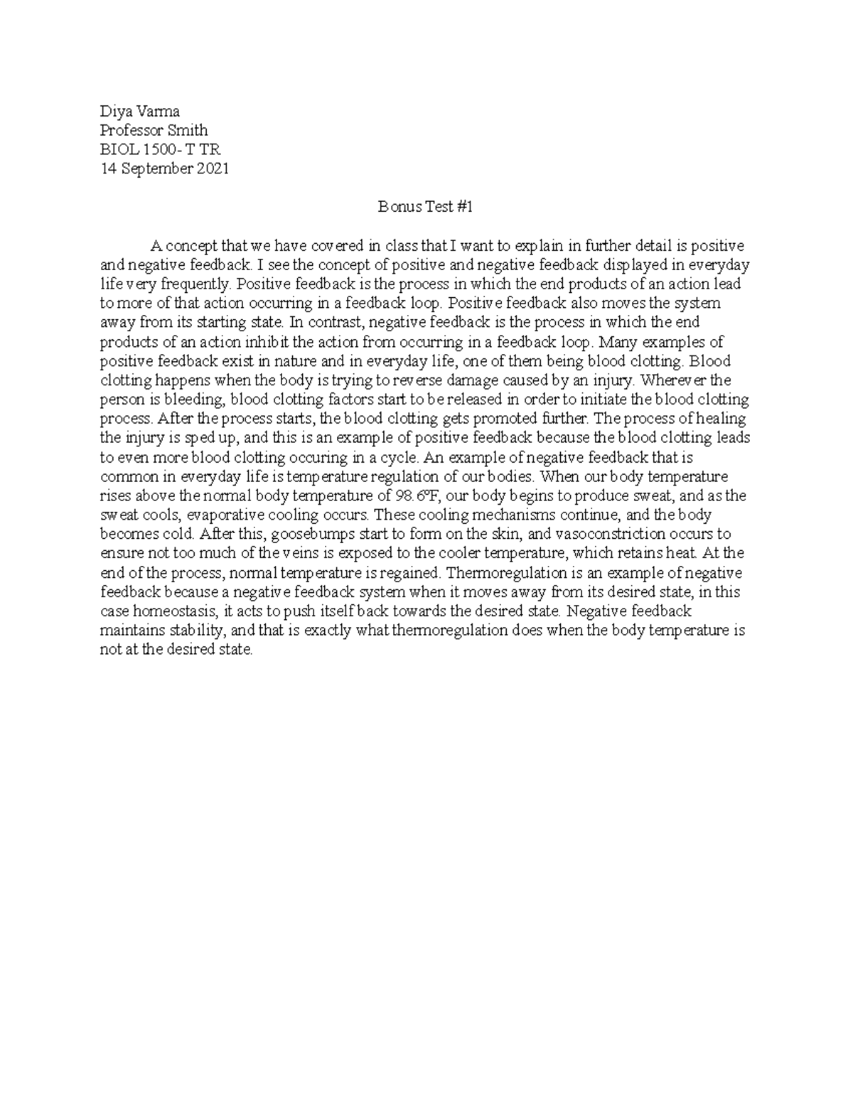 Biology Homework for Nova Southeastern Uni - Diya Varma Professor Smith ...