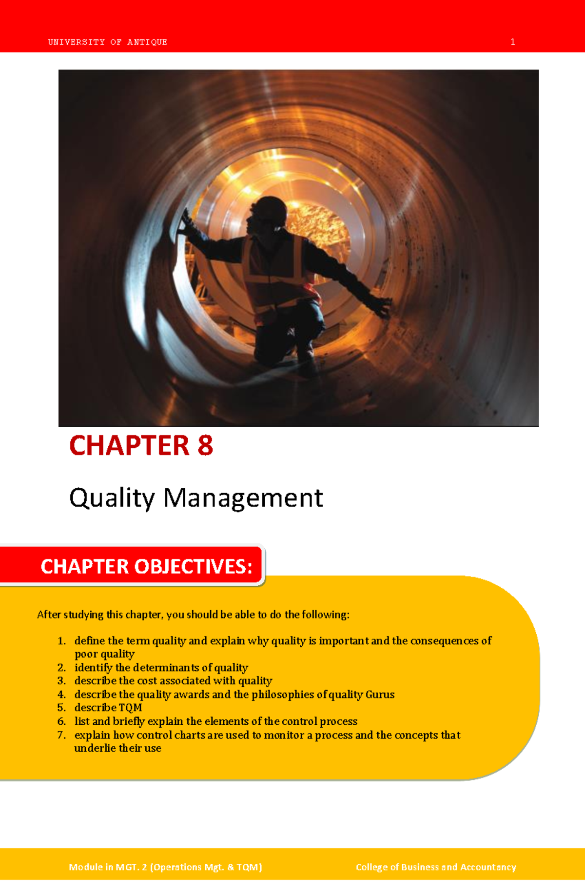 MGT 2- Chapter 8 5554025 dce0212b700cb870ac22a1f51 - CHAPTER 8 Quality Management CHAPTER - Studocu