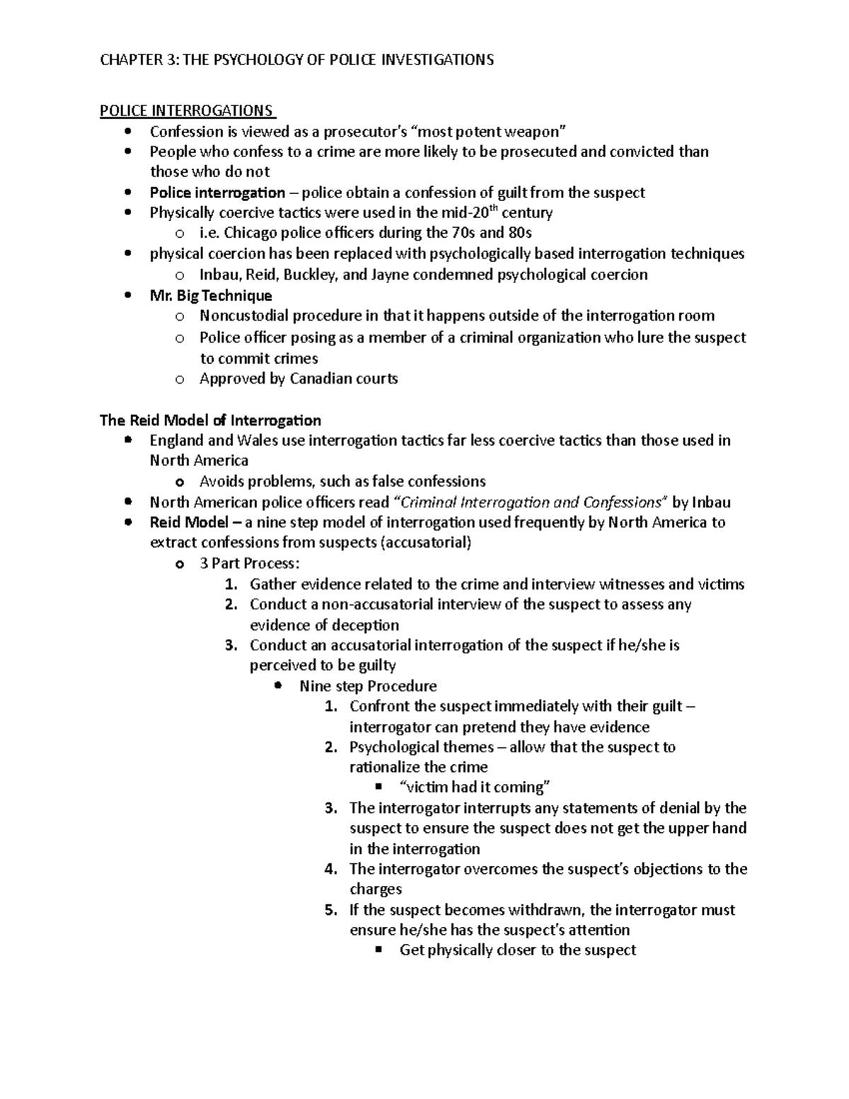 CH3- The Psychology of Police Interrogation - CHAPTER 3: THE PSYCHOLOGY ...
