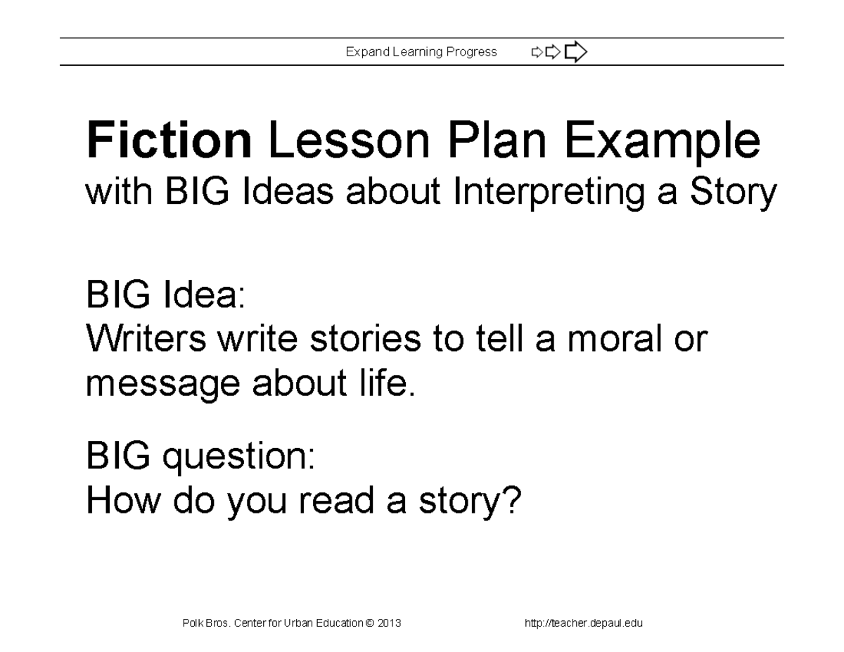 Fiction Lesson Plan Examplewith BIGIdeasabout Interpretinga Story ...