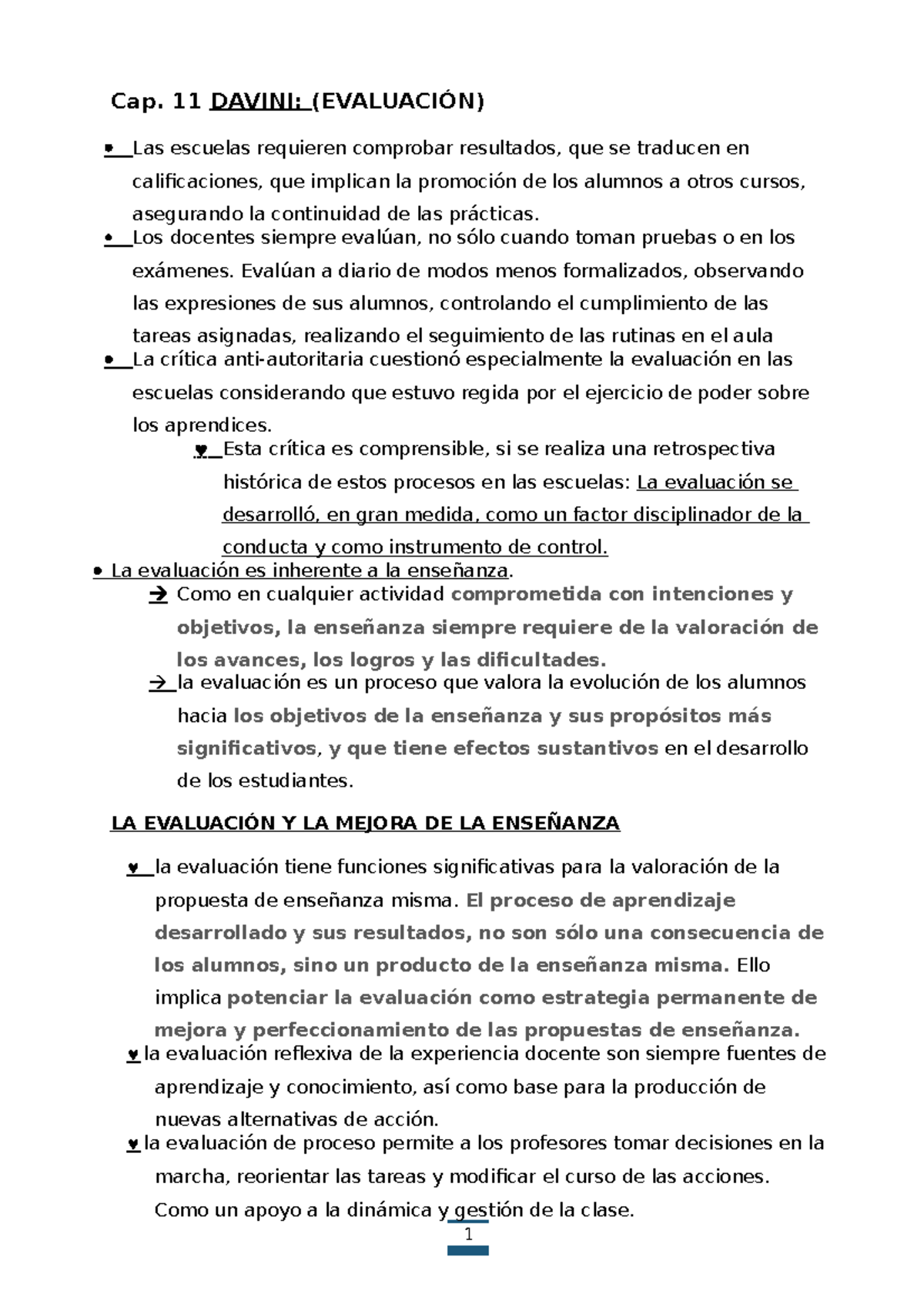Resumen-davini-11 - Educacion - Cap. 11 DAVINI: (EVALUACIÓN) Las escuelas requieren comprobar ...