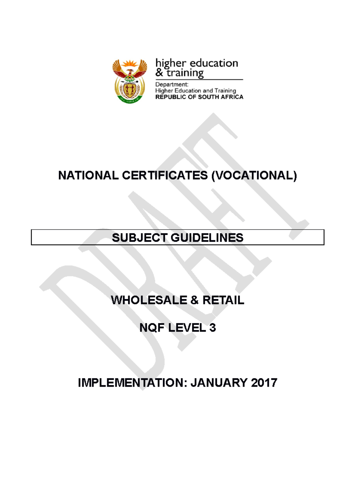 WR NCV Subject Guidelines L3 14052014 - NATIONAL CERTIFICATES ...