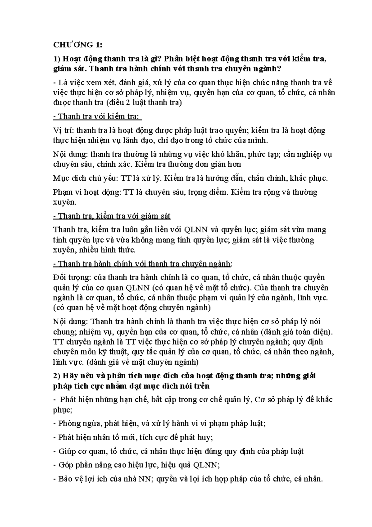 Thanh tra dat dai - CHƯƠNG 1: Hoạt động thanh tra là gì? Phân biệt hoạt ...