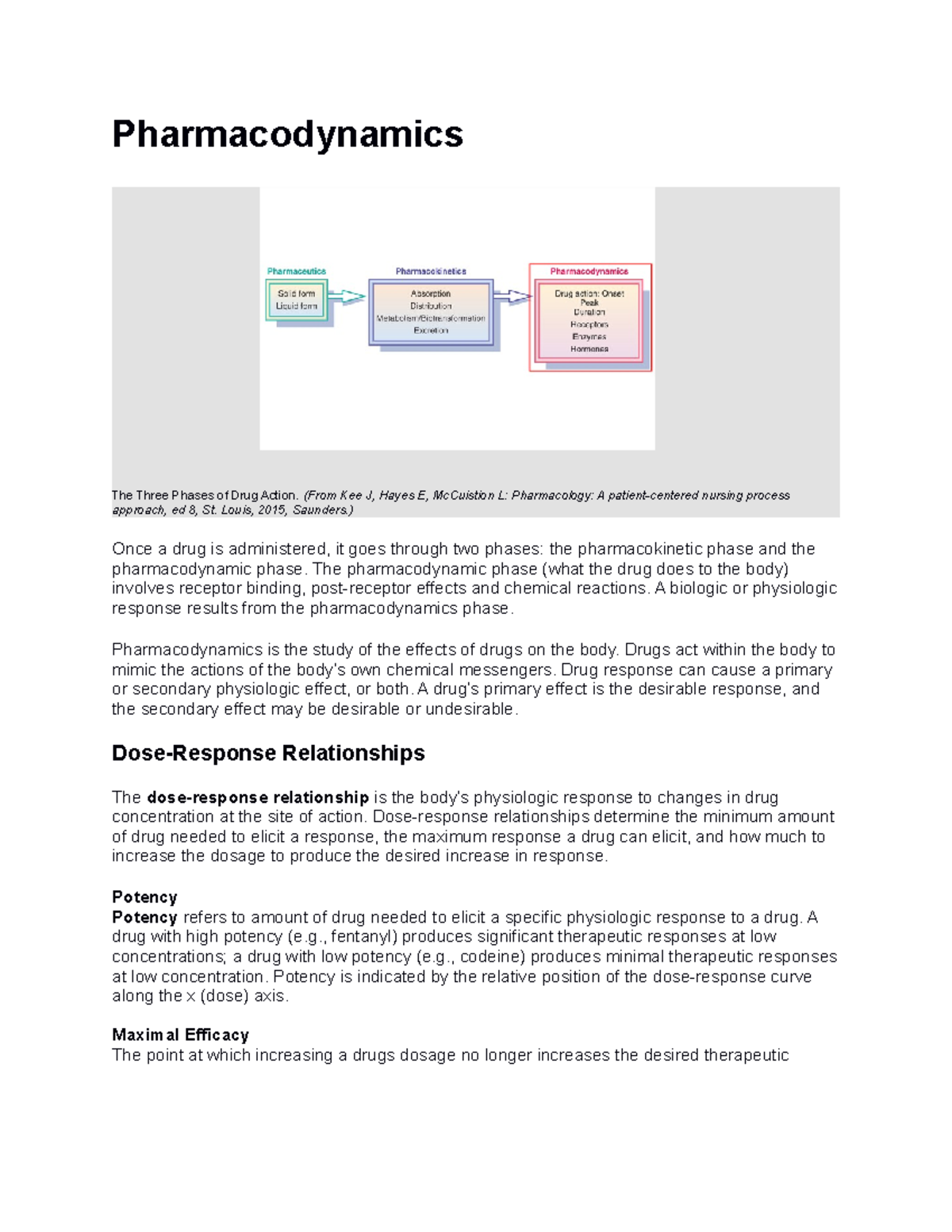 Pharmacodynamics - Pharmacodynamics The Three Phases of Drug Action ...