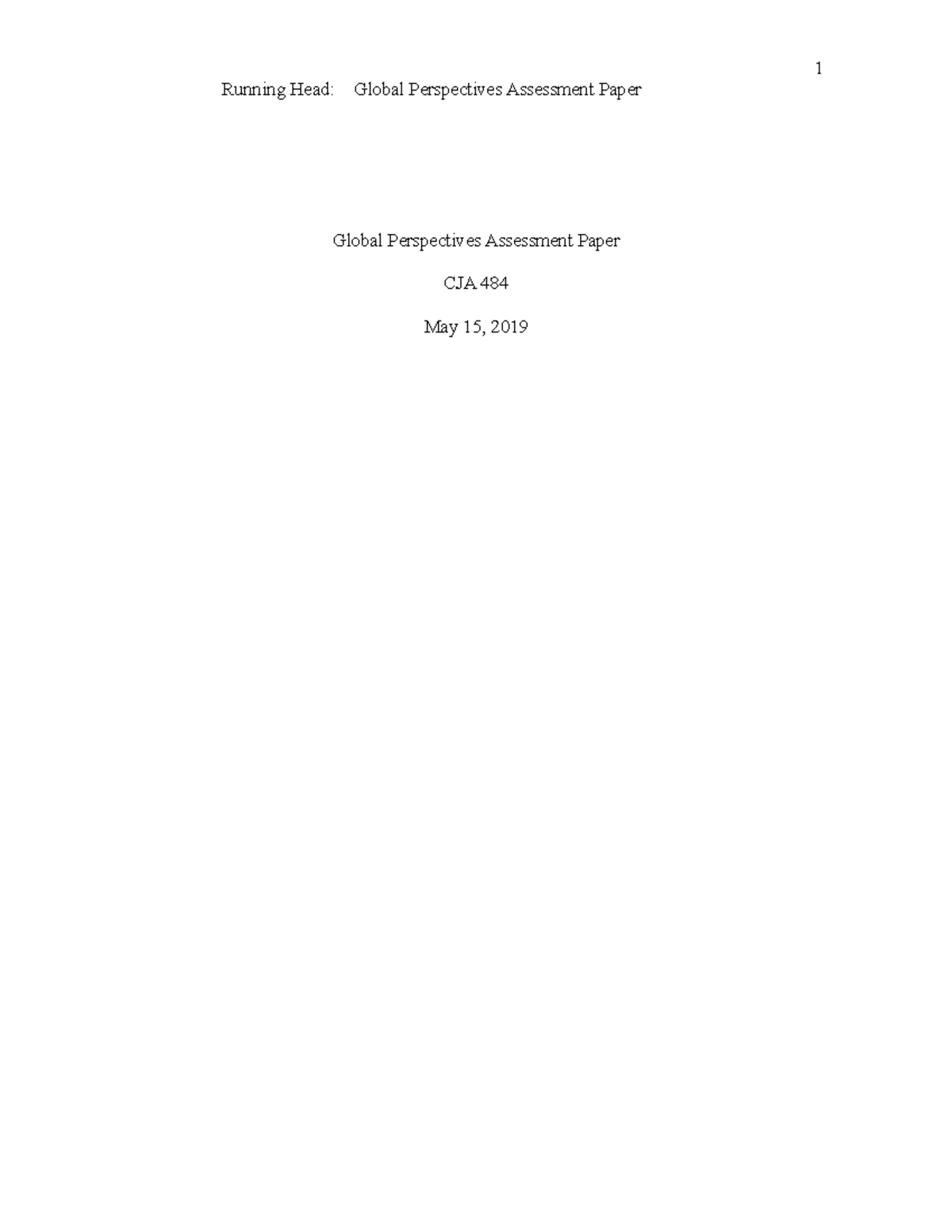 Global Perspectives Assessment Paper 15 May Final - Running Head ...
