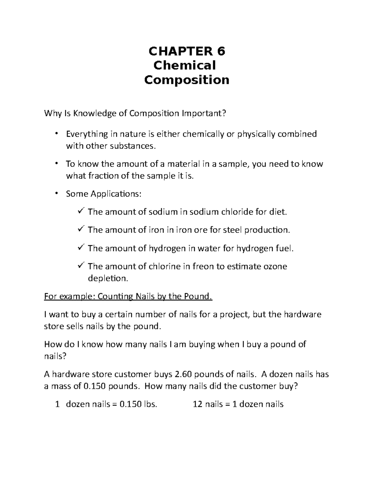 Chapter 6-Chemical composition - CHAPTER 6 Chemical Composition Why Is ...