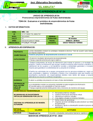 5º EPT - SES.4 - UNI 4- SEM 04 - 2024 - EPT ####### UNIDAD 04 Secundaria EBR CURRICULAR Inst ...