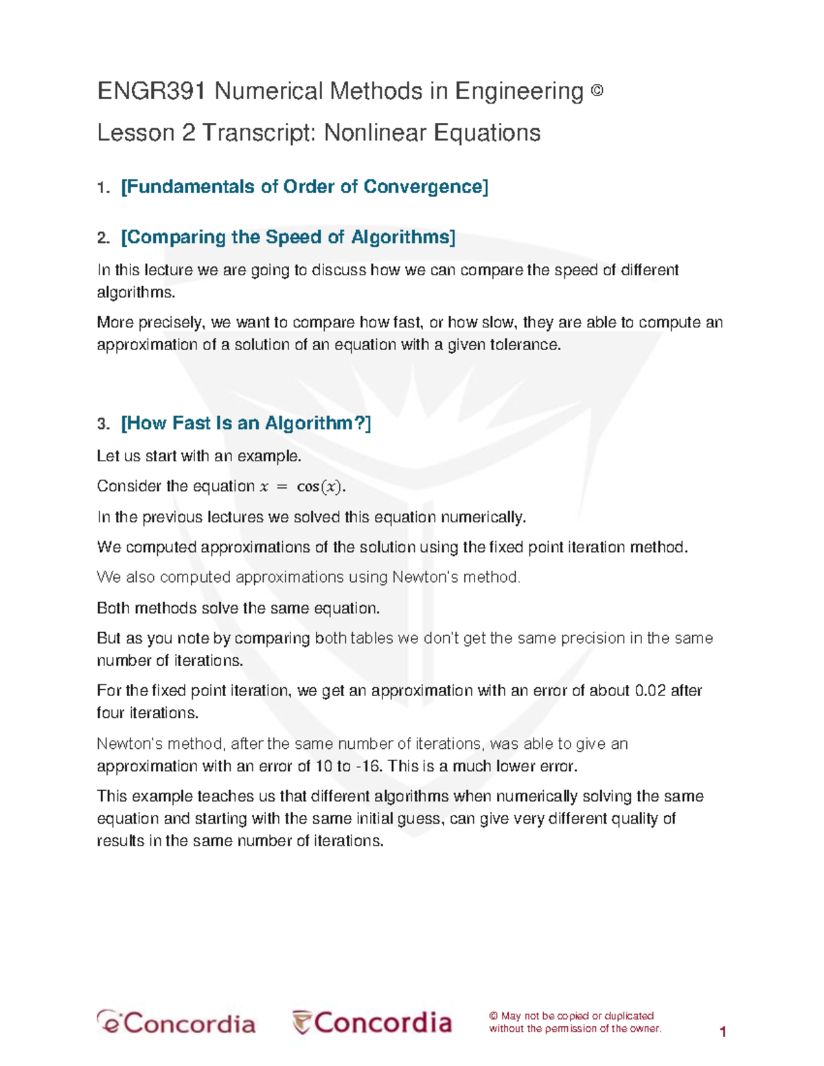 ENGR391 Transcript 2 4 1 - ENGR 391 - Concordia - Studocu
