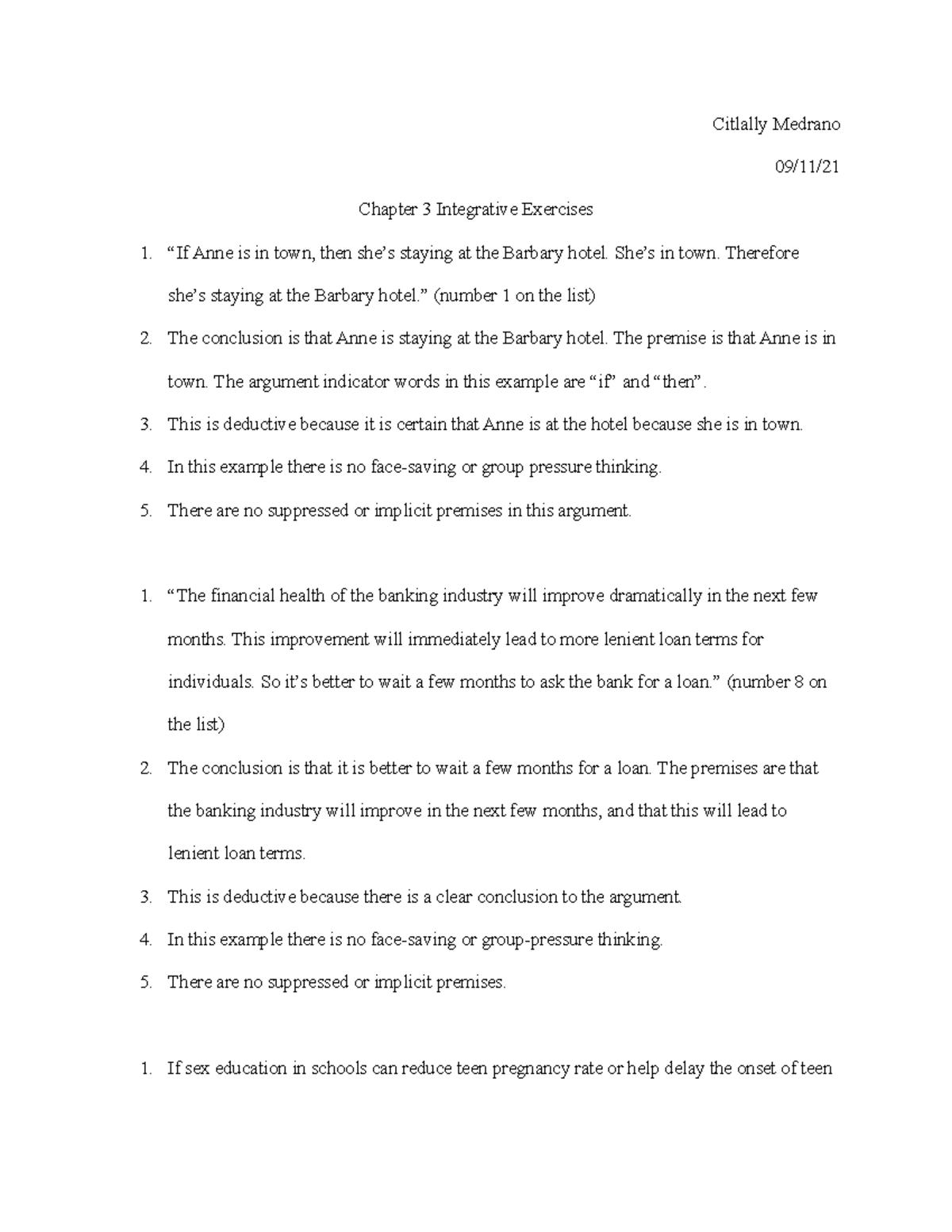 Chapter 3 exercises for philosophy class - Citlally Medrano Chapter 3 ...
