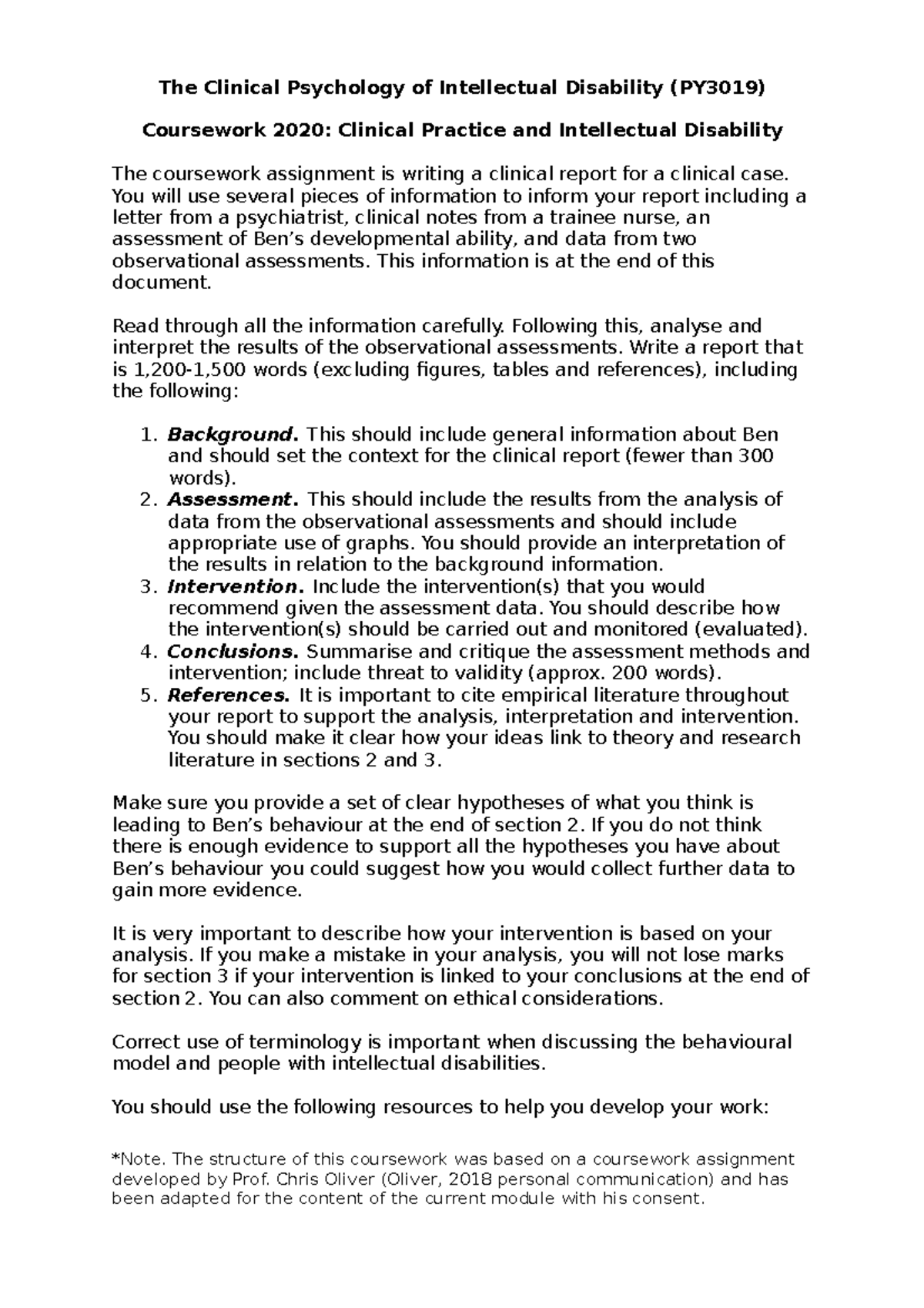 Clinical Psychology Practice Exam - Coursework 2020: Clinical Practice ...