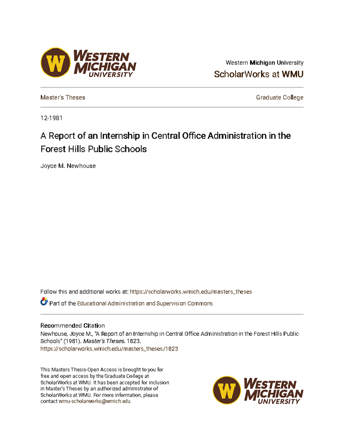 A Report of an Internship in Central Office Administration in the ...
