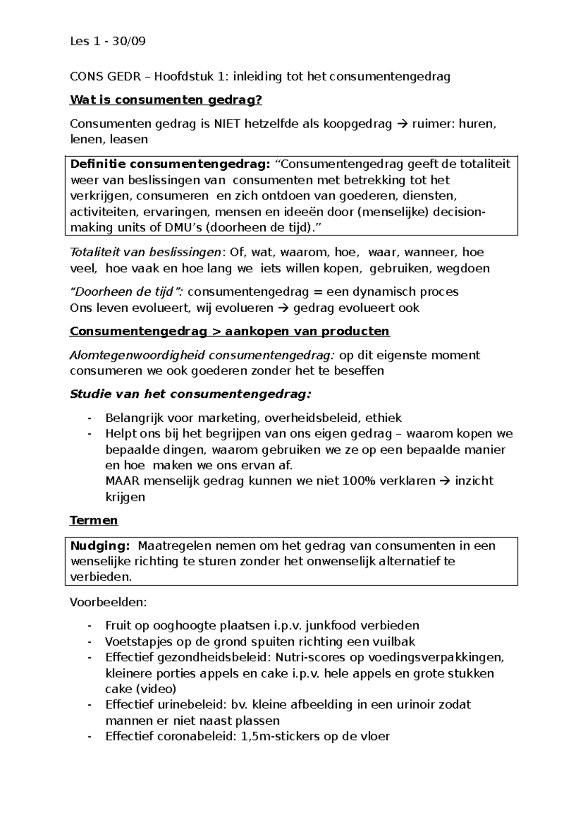 CONS Hoofdstuk 1 - Inleiding tot het consumentengedrag - CONS GEDR ...