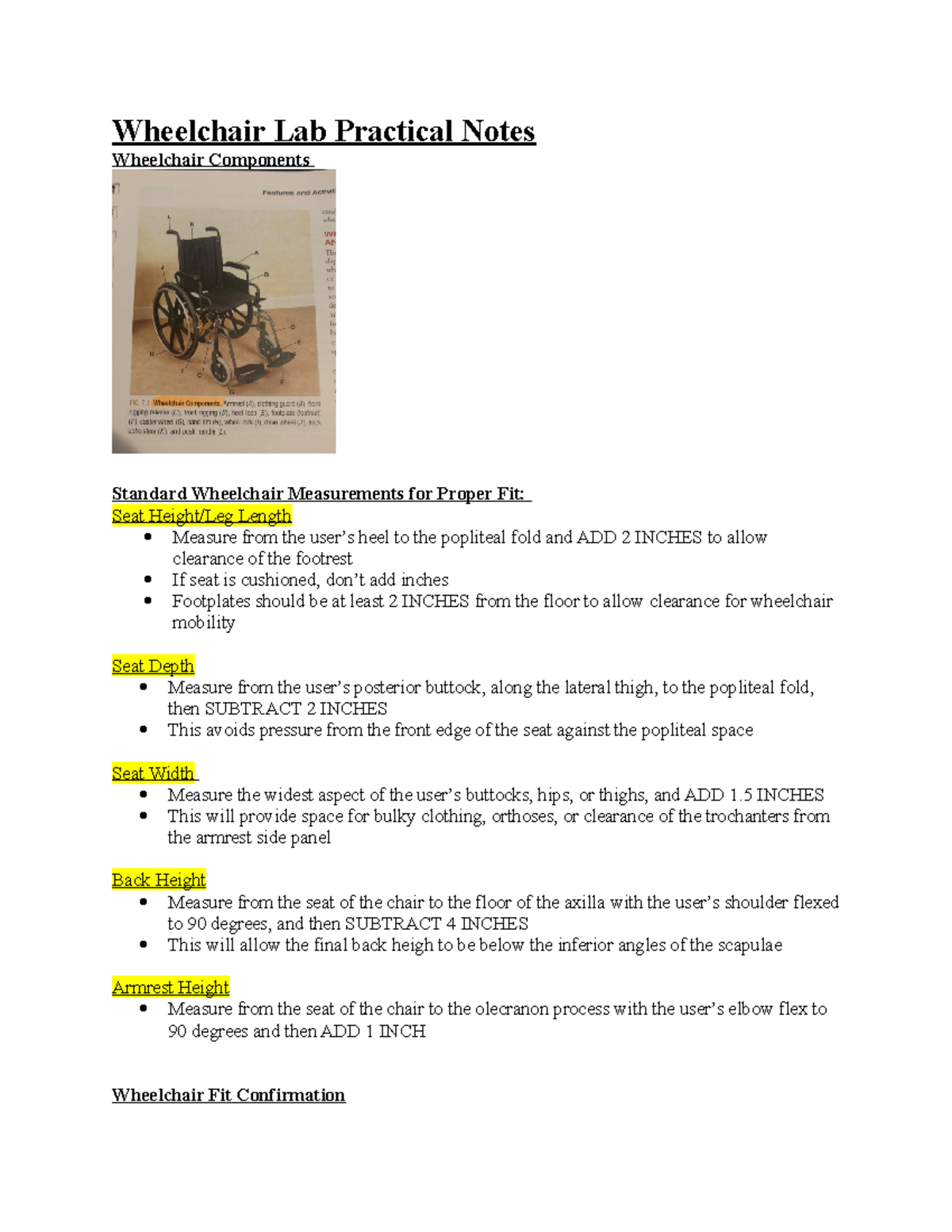 Wheelchair Practical Notes - Wheelchair Lab Practical Notes Wheelchair ...
