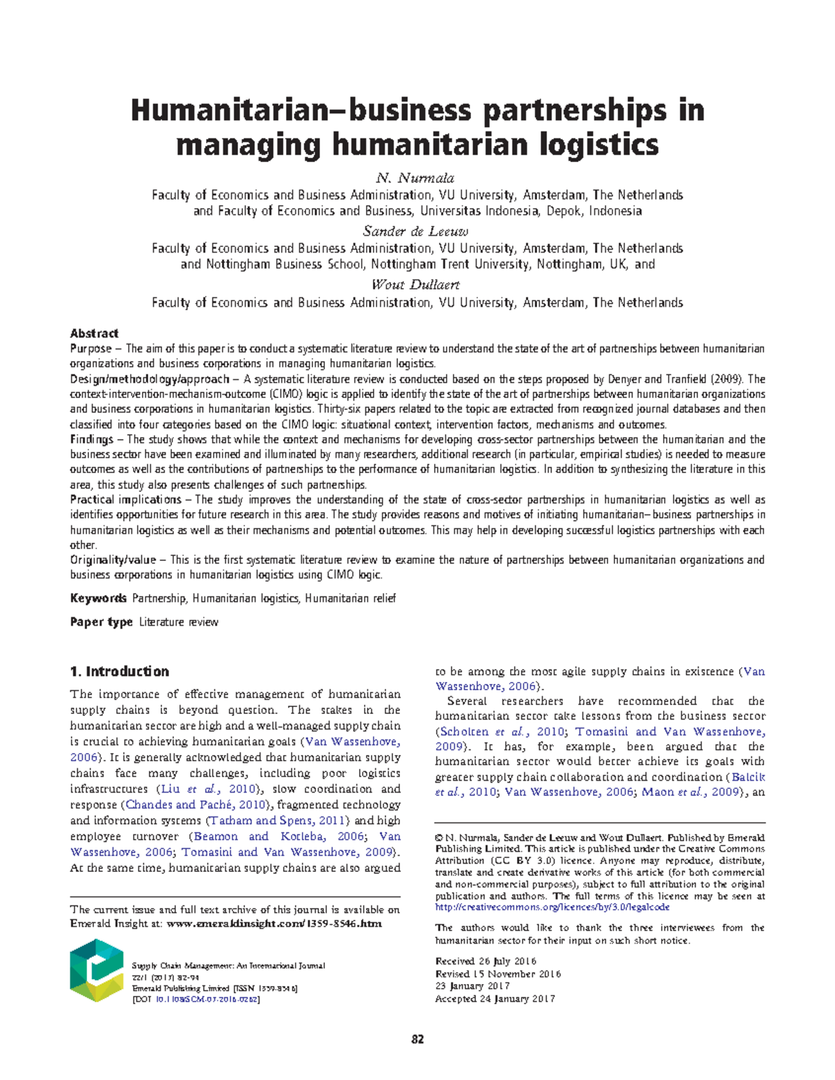Humanitarian-business partners - Humanitarian– business partnerships in ...