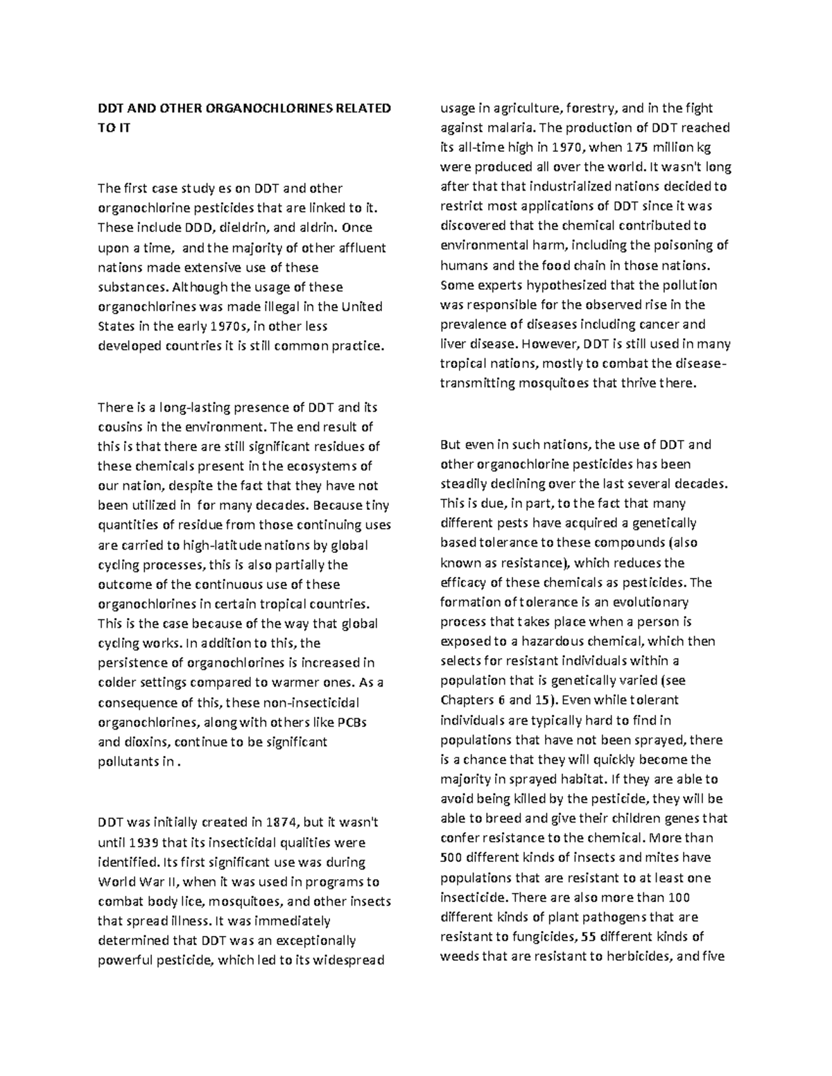 DDT AND Other Organochlorines Related TO IT - DDT AND OTHER ...