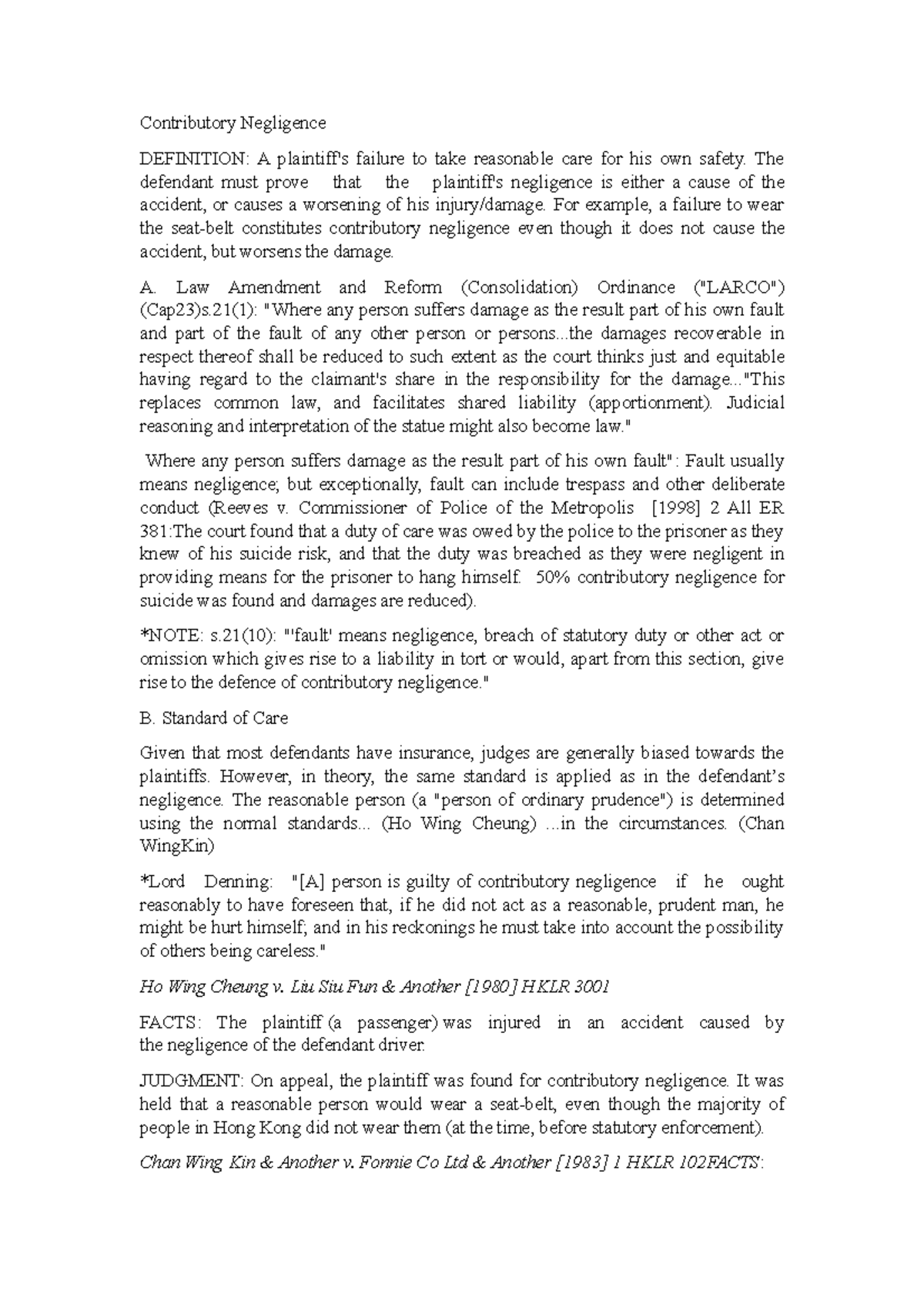 Contributory Negligence - Contributory Negligence DEFINITION: A ...