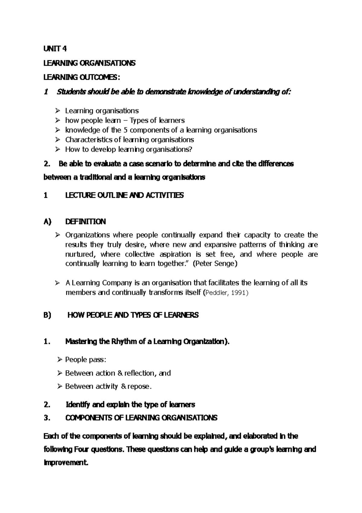 UNIT 4 - Lecture and lecture notes and materials - UNIT 4 LEARNING ...