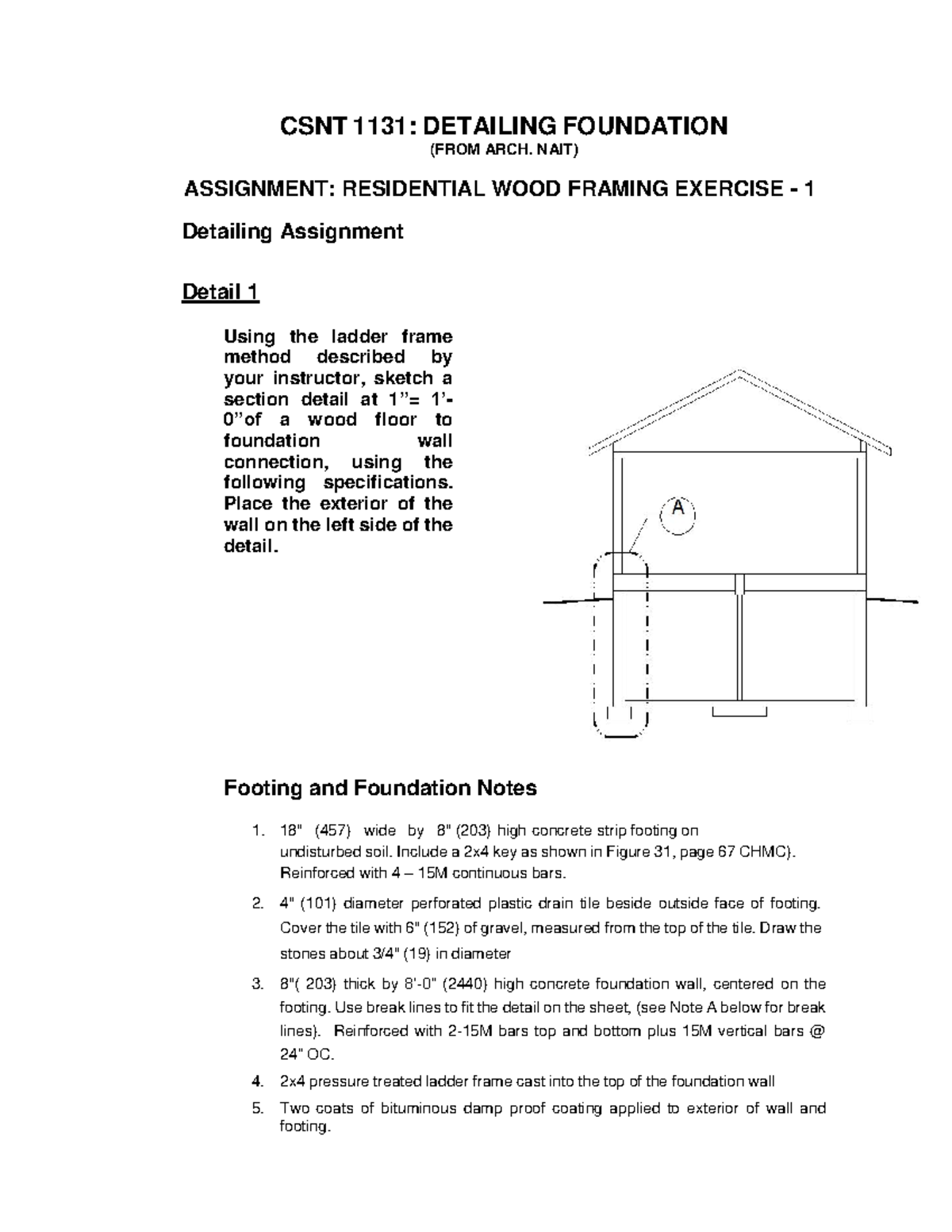 Assignment - 1 Foundation to Wall - CSNT 1131: DETAILING FOUNDATION ...