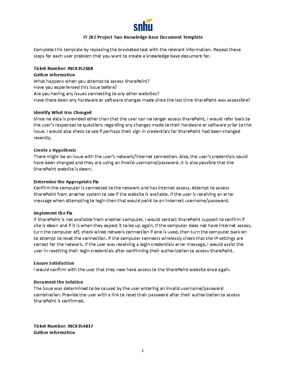 IT-202 Project Two - Repeat these steps for each user problem that you ...