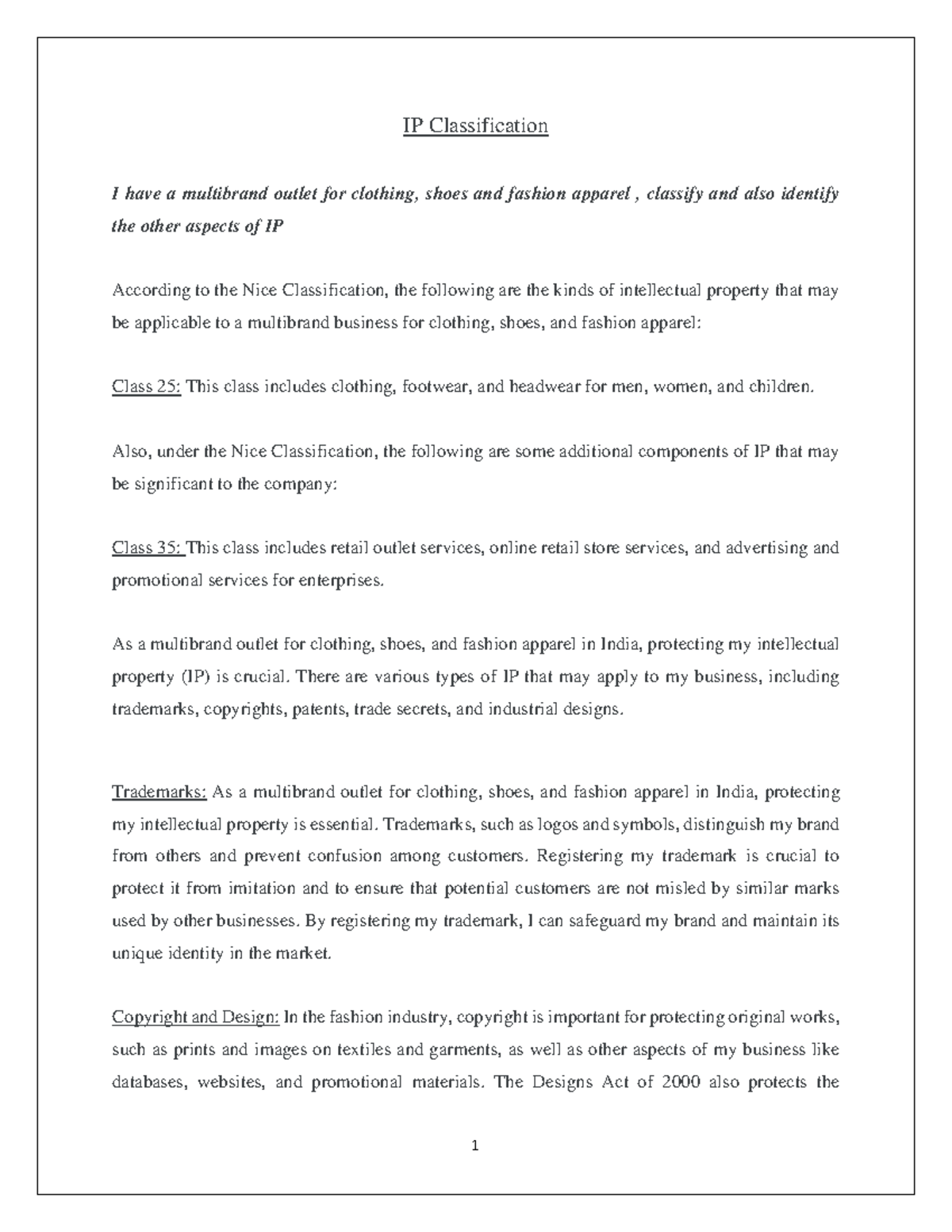 IP Classification - Also, under the Nice Classification, the following ...