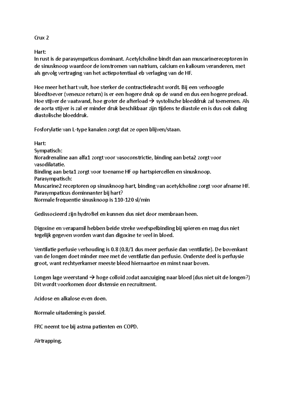 Crux 2 - crux sv belangrijk - Crux 2 Hart: In rust is de parasympaticus ...