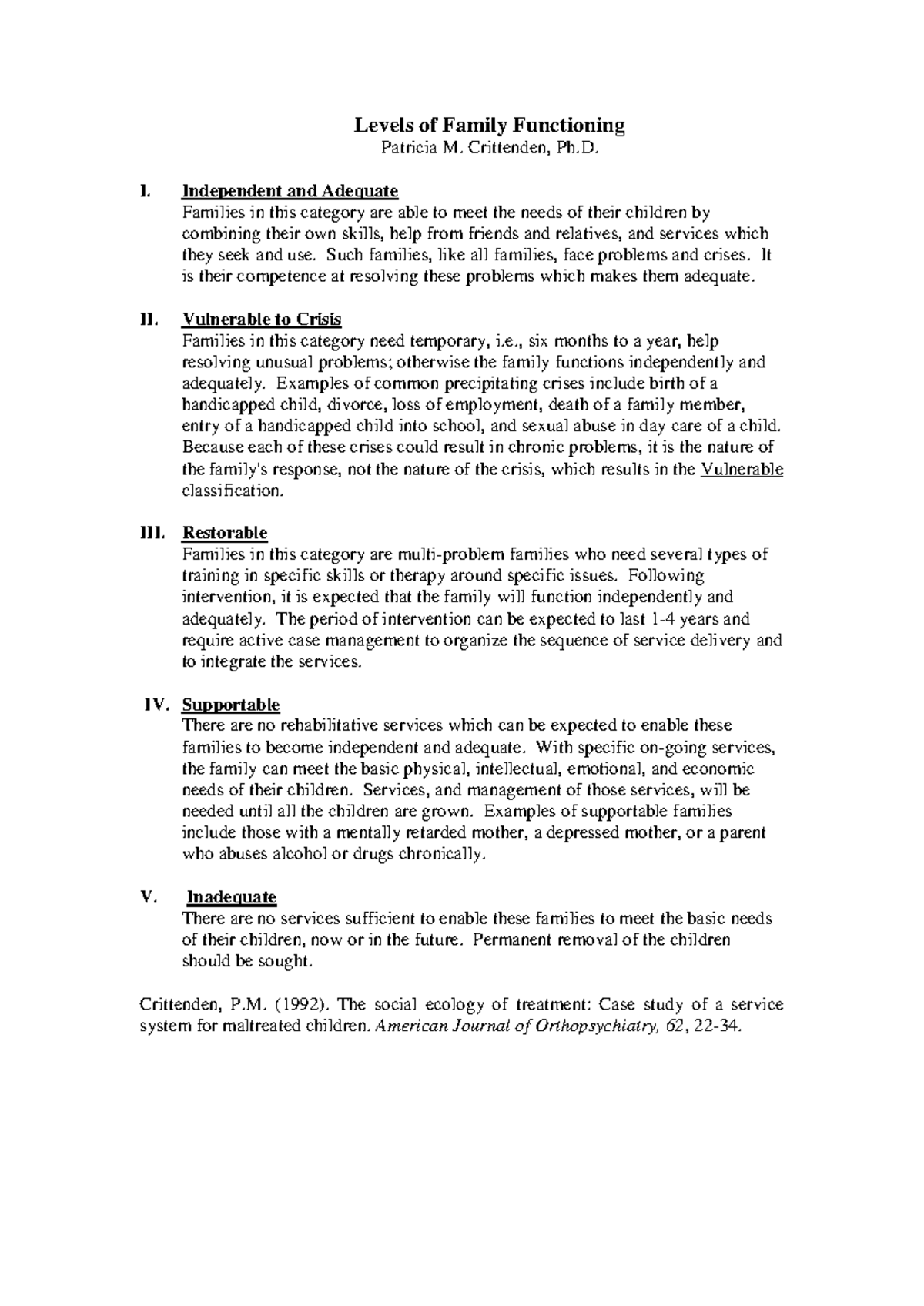11 Levels of Family Functioning - Levels of Family Functioning Patricia ...
