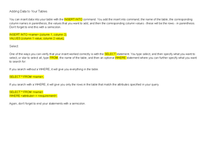 SQL Boot Camp Notes Modules 7 - 9 - String Functions String functions ...