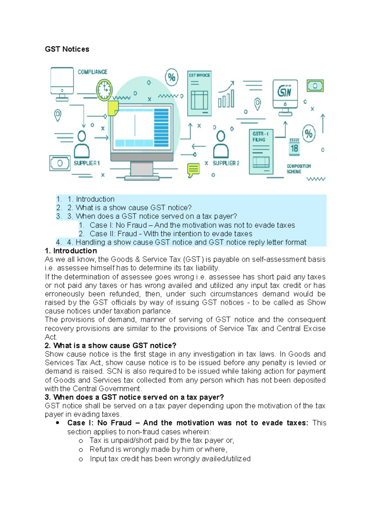 GST Notices - GST Notices Introduction What is a show cause GST notice ...