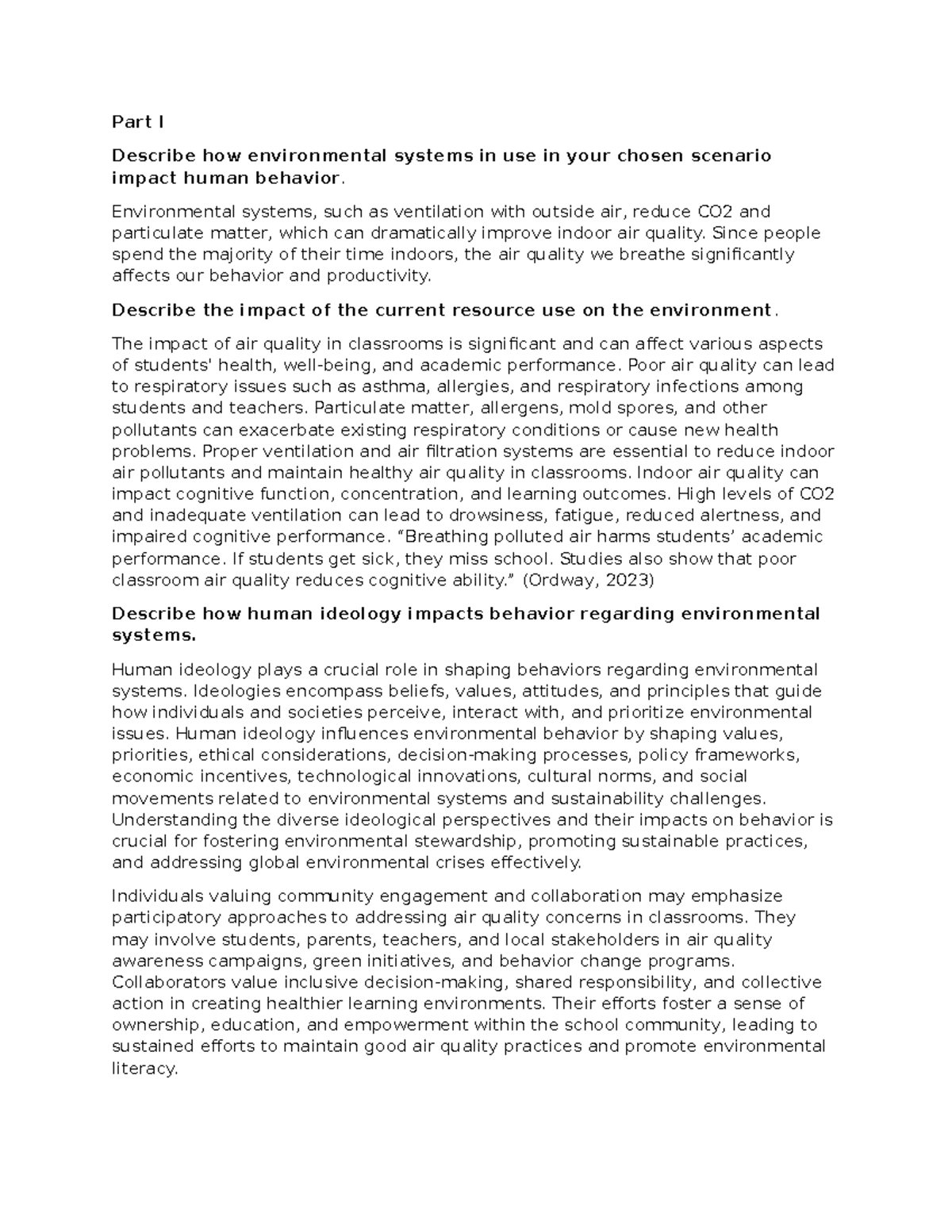 7-1 paper - Part I Describe how environmental systems in use in your ...