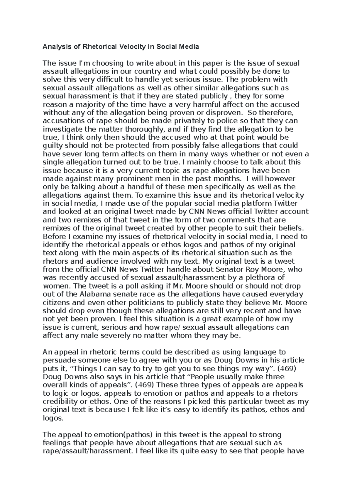 Social media and rhetoric essay - Analysis of Rhetorical Velocity in ...