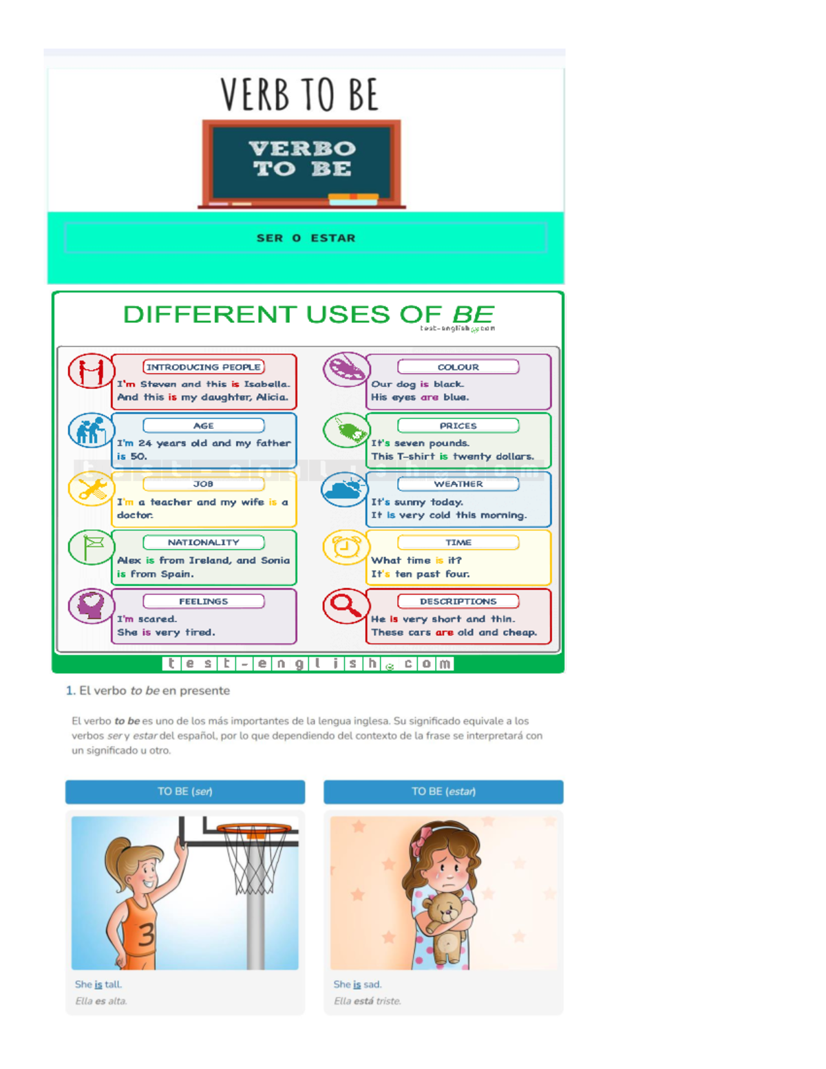 Ingles Clase 22 FEB - Actividad - VERB TO BE VERBO TO BE SER o ESTAR ...