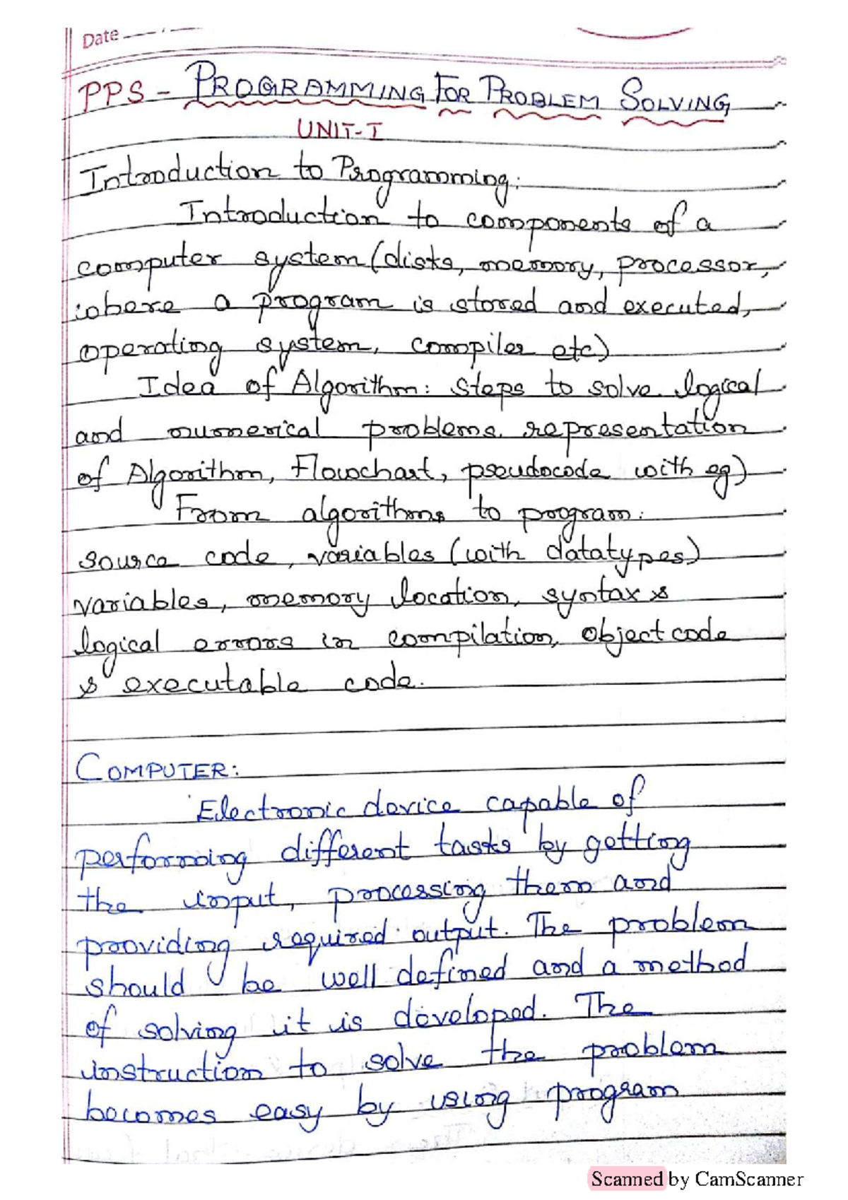 abcdefghijklmno - Date PPS PROGRAMMING FOR PROBLEM SOLVING Introduction to Programming ...