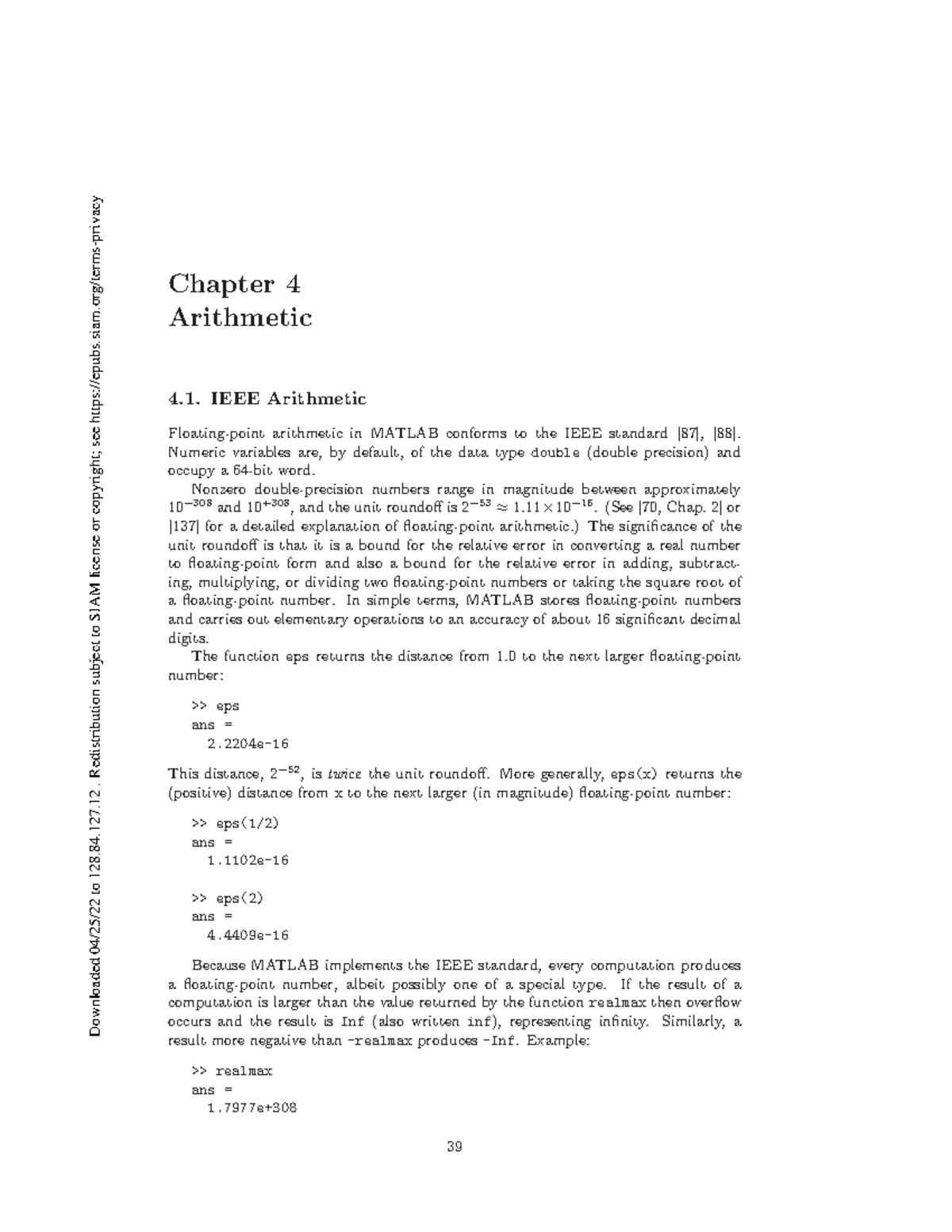 1 - How to use Matlab for studying electromagnetic fields. - Chapter 4 Arithmetic 4. IEEE ...