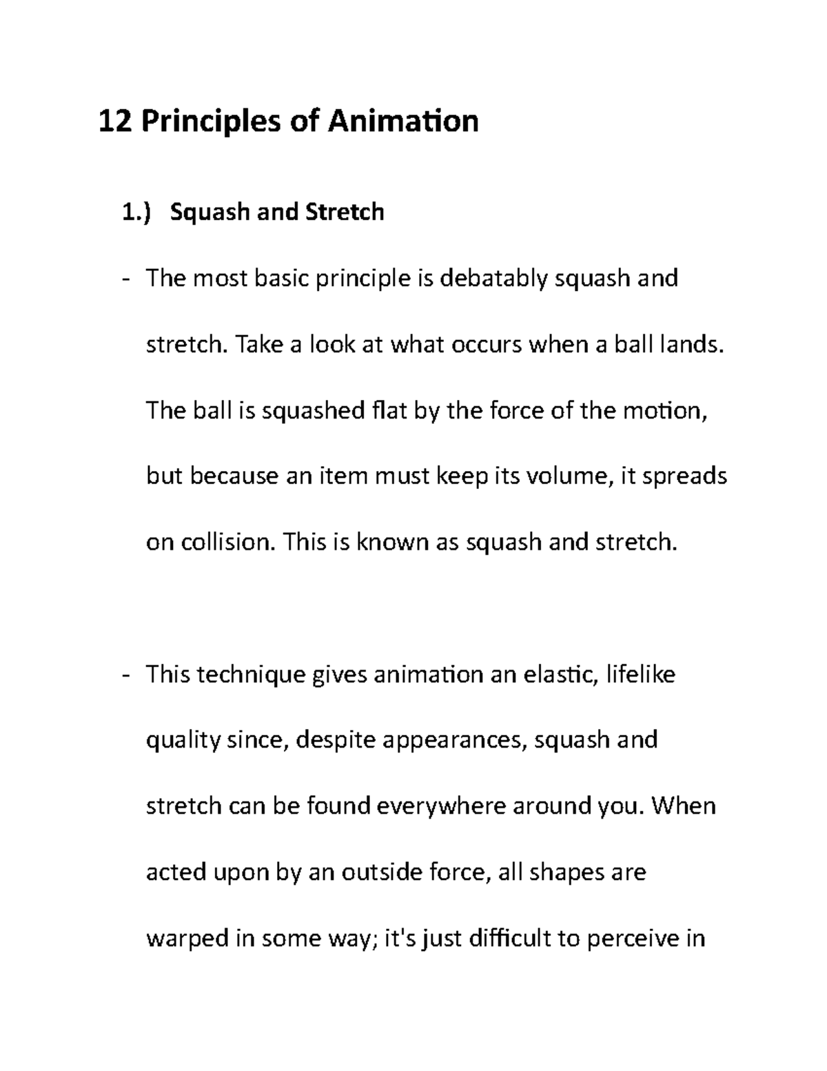 12 Principles of Animation Pt. 1 - Multimedia Animation - DHVSU - Studocu