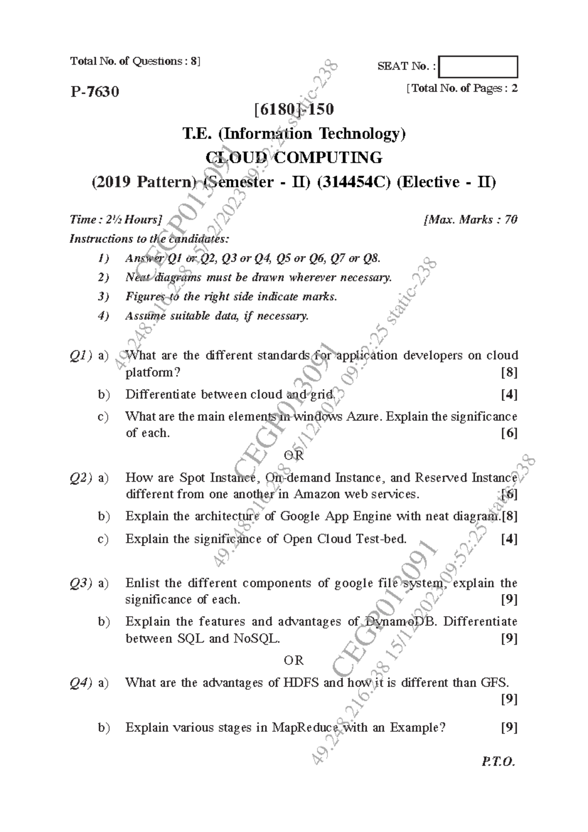 Nov Dec 2023 - These are Cloud Computing Question Papers - Q1) a) What ...