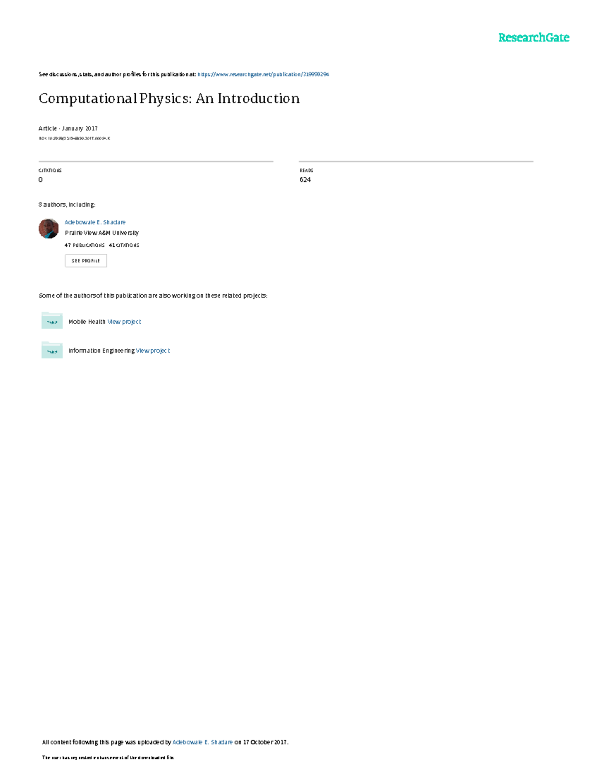 Intro to computational physics - See discussions, stats, and author ...