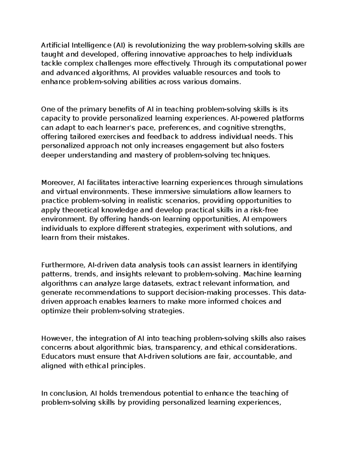 Artificial Intellige 310 - Artificial Intelligence (AI) is ...